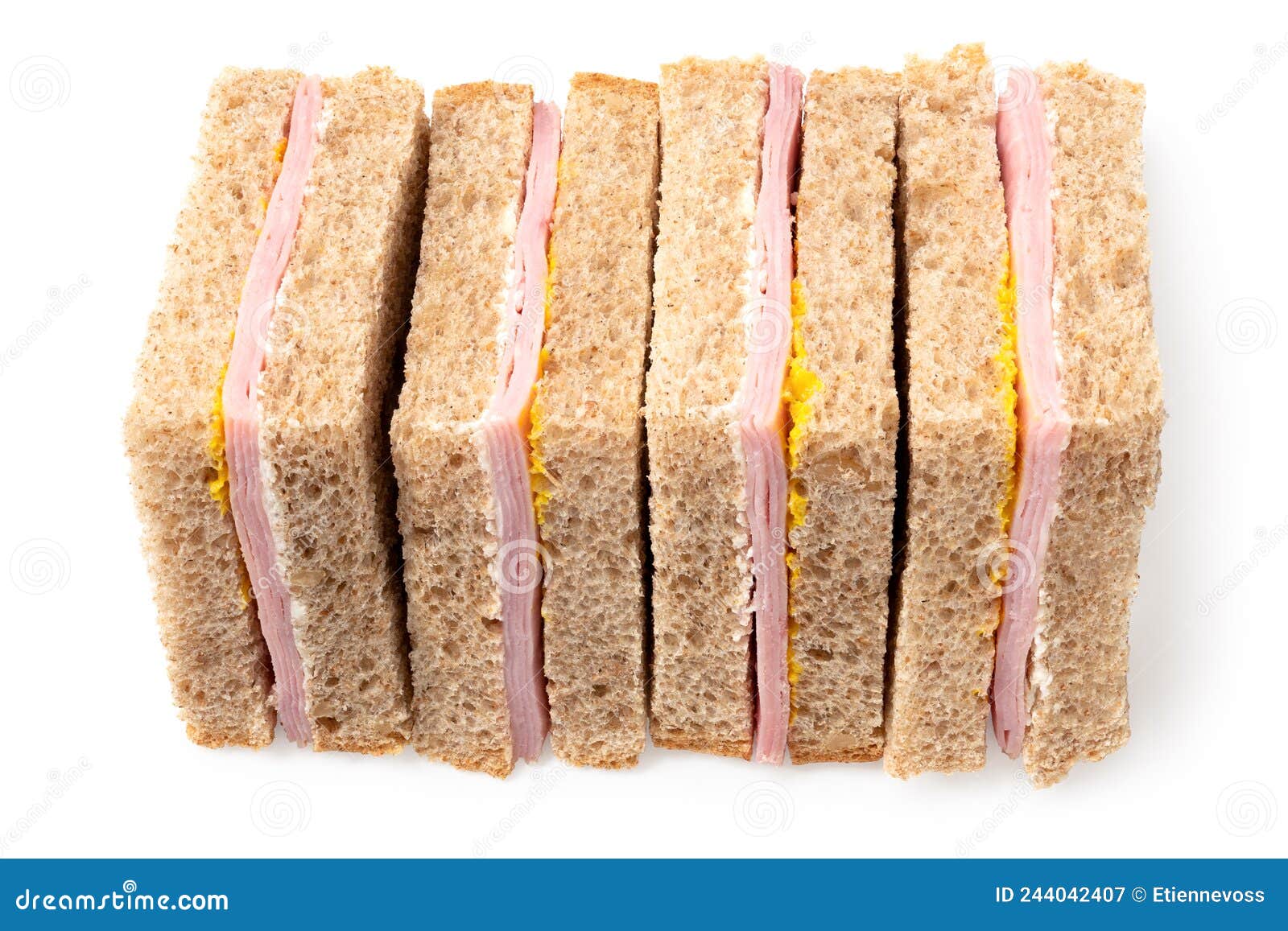 Row of Ham and Mustard Wholewheat Triangle Sandwiches Stock Image ...