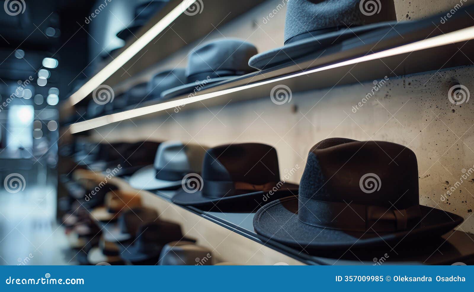 A Row of Hats on Display in a Modern Retail Store. Stock Image - Image ...