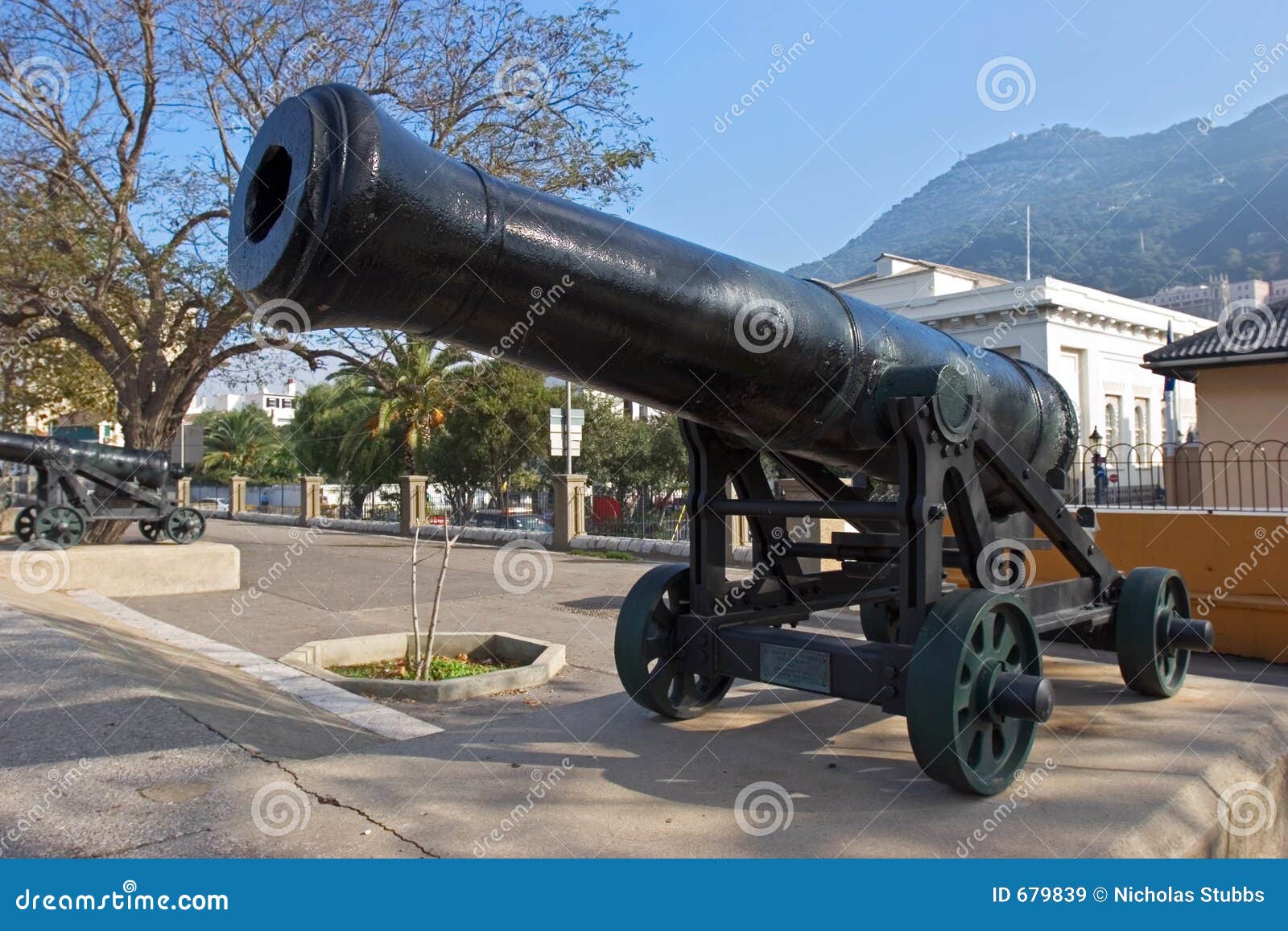 Row of Historical Cannons in Gibraltar Stock Image - Image of black ...