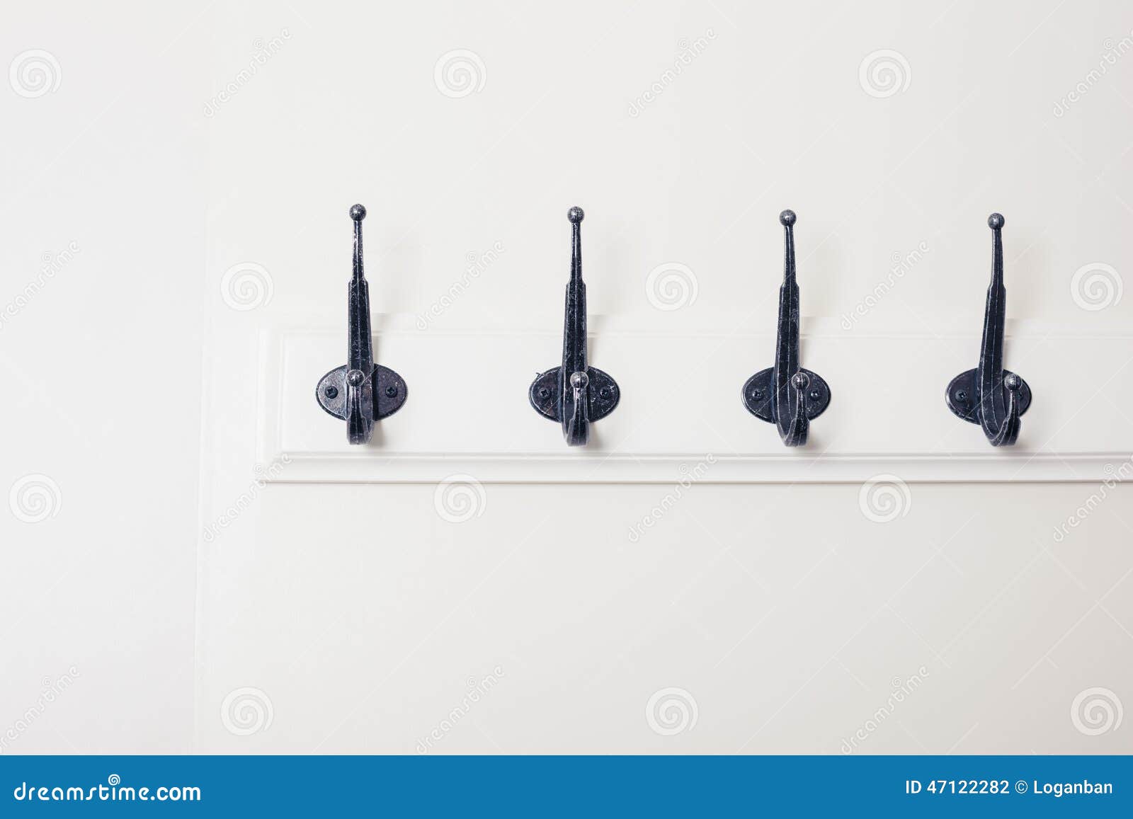 Row of hooks stock photo. Image of black, white, hanger - 47122282