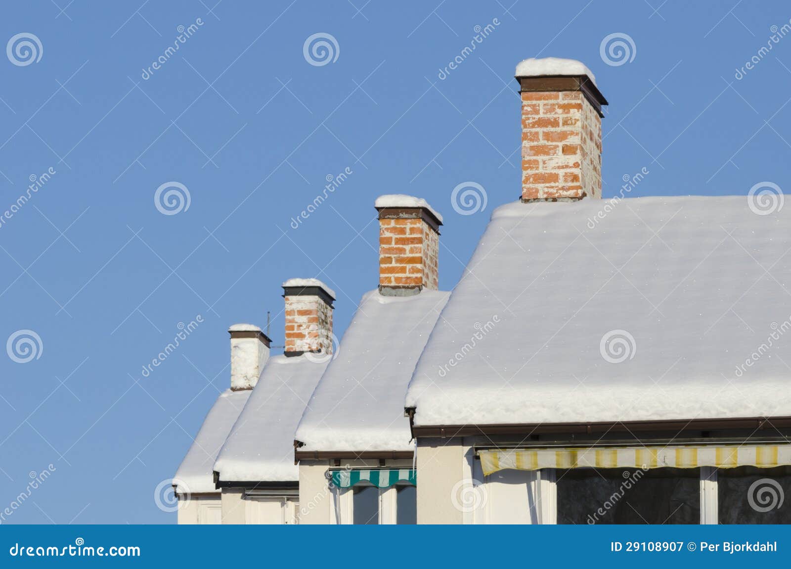 Row Of House Chimneys Wintertime Royalty-Free Stock Photo ...