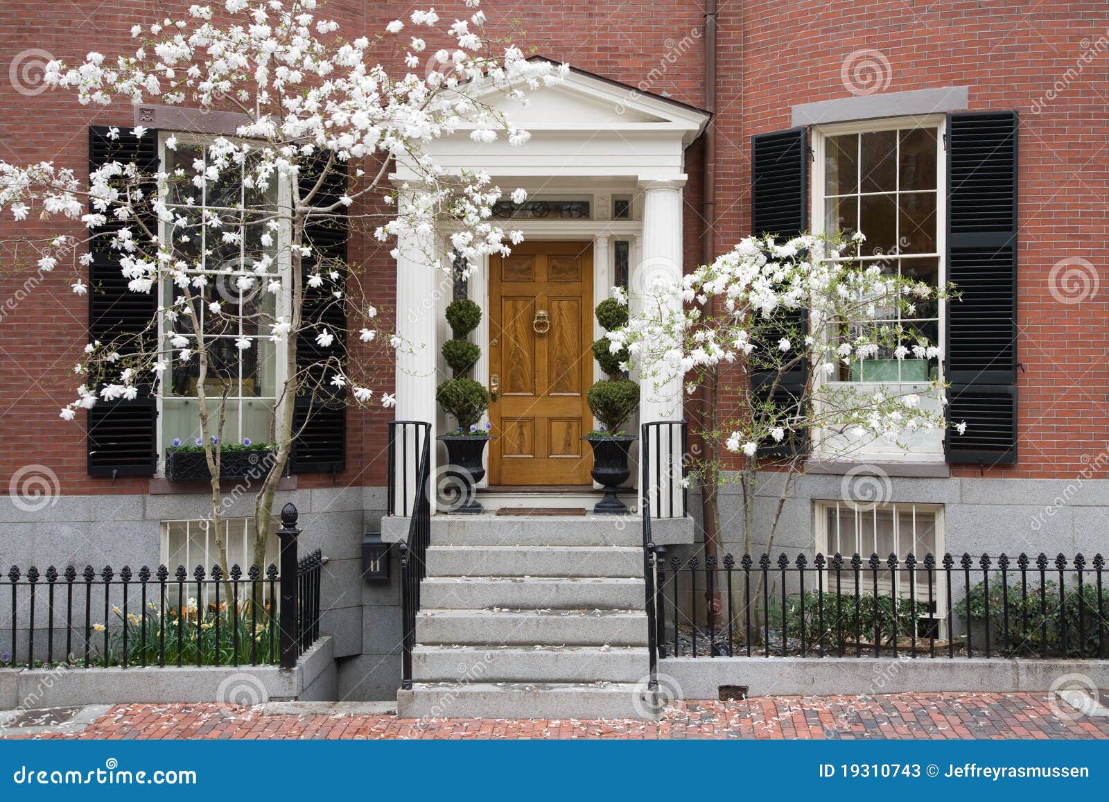 Row House Front Porch stock image. Image of flower, city - 19310743