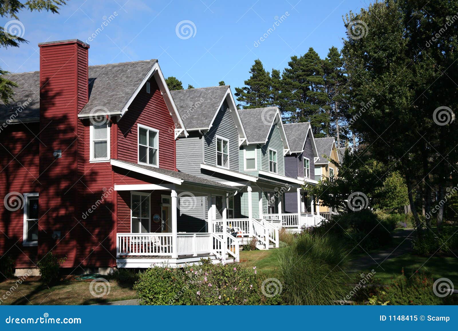 Row of Houses stock image. Image of townhouses, chimney - 1148415