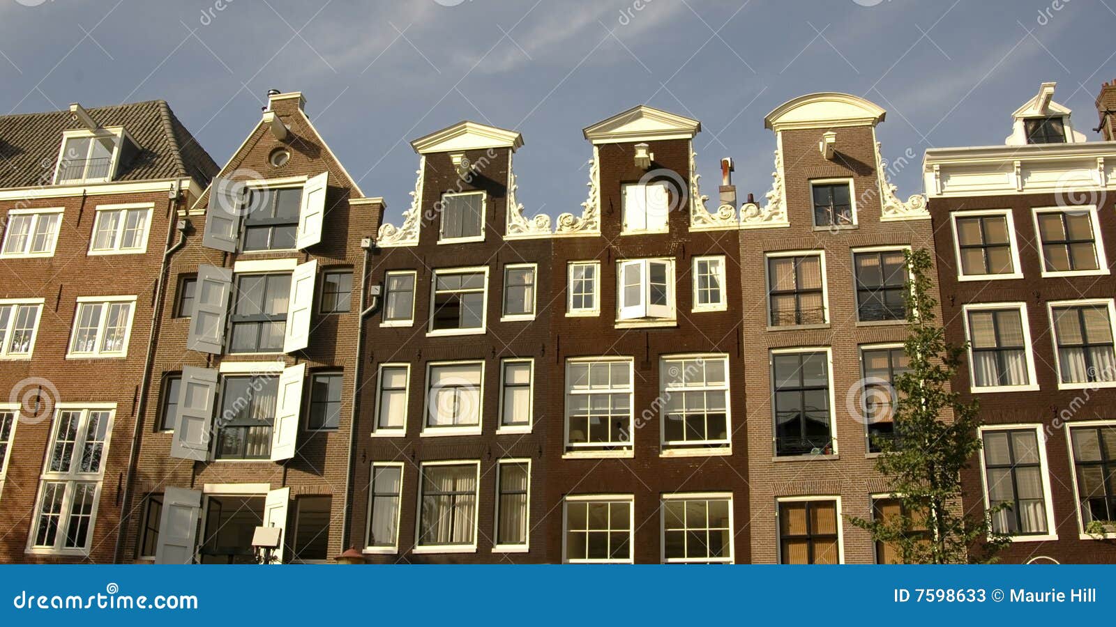 Row houses in Amsterdam stock image. Image of lined, amsterdam - 7598633