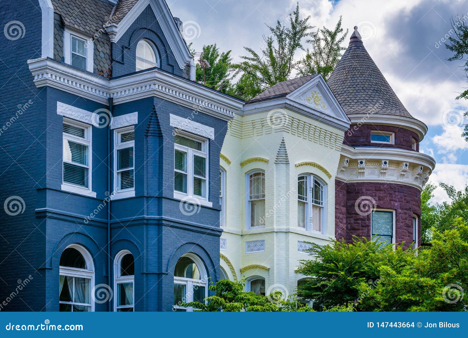 Row Houses in Georgetown, Washington, DC Stock Photo - Image of clouds ...
