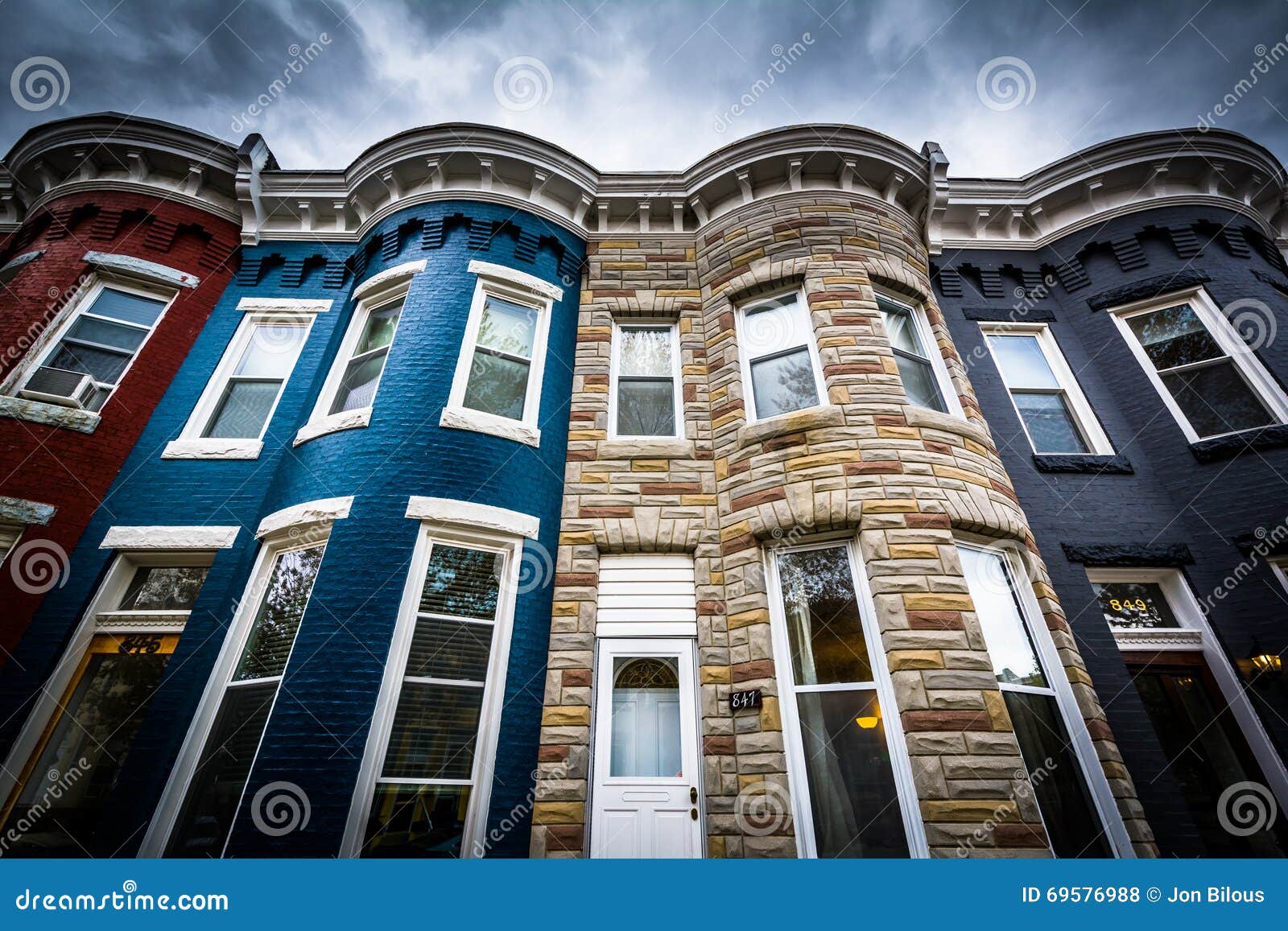 Row Houses in Hampden, Baltimore, Maryland. Stock Photo - Image of city ...