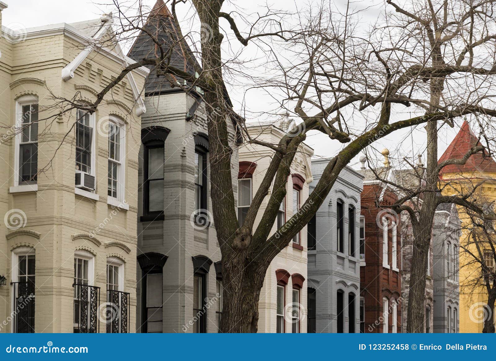 Row Houses in Georgetown, Washington, DC. Stock Photo - Image of urban ...