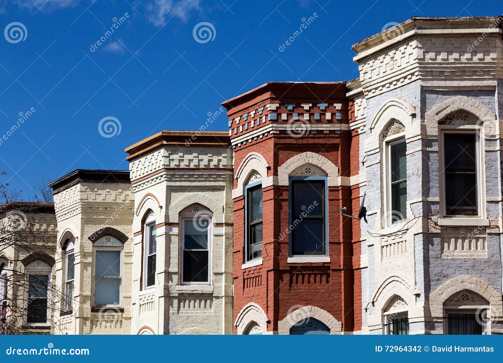 Row Houses in Washington DC. Stock Photo - Image of blue, america: 72964342