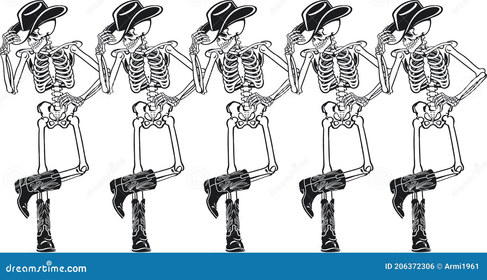 Row of Human Skeleton Line Dancing Stock Vector - Illustration of ...