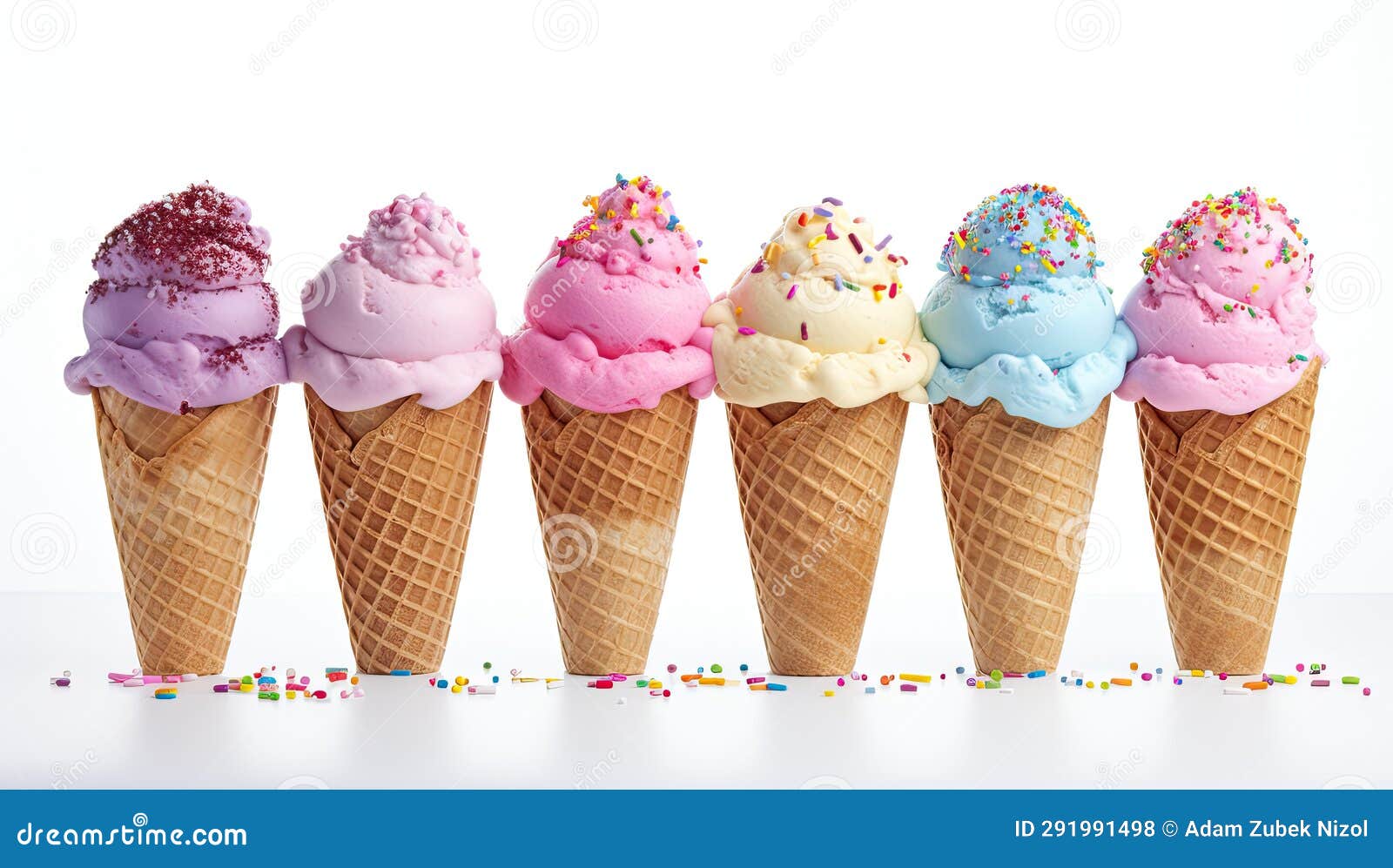 A row of ice cream cones stock illustration. Illustration of ...
