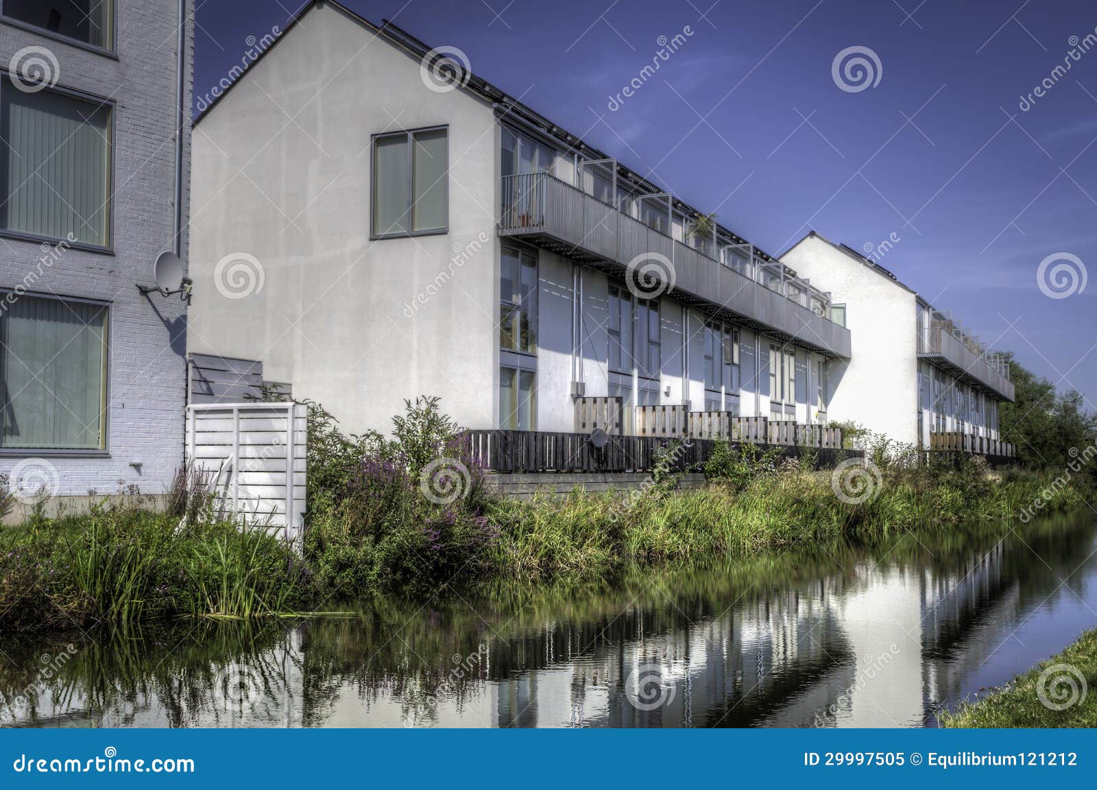 Residential Houses Next To River Stock Image - Image of architecture ...