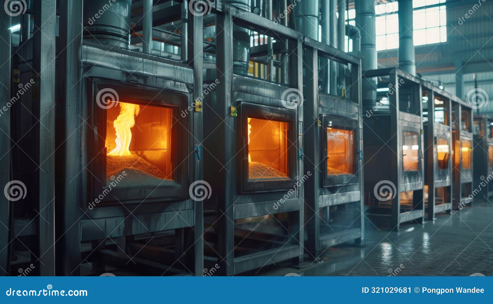 A Row Of Industrial Ovens Lined Up In A Factory Setting Royalty-Free ...