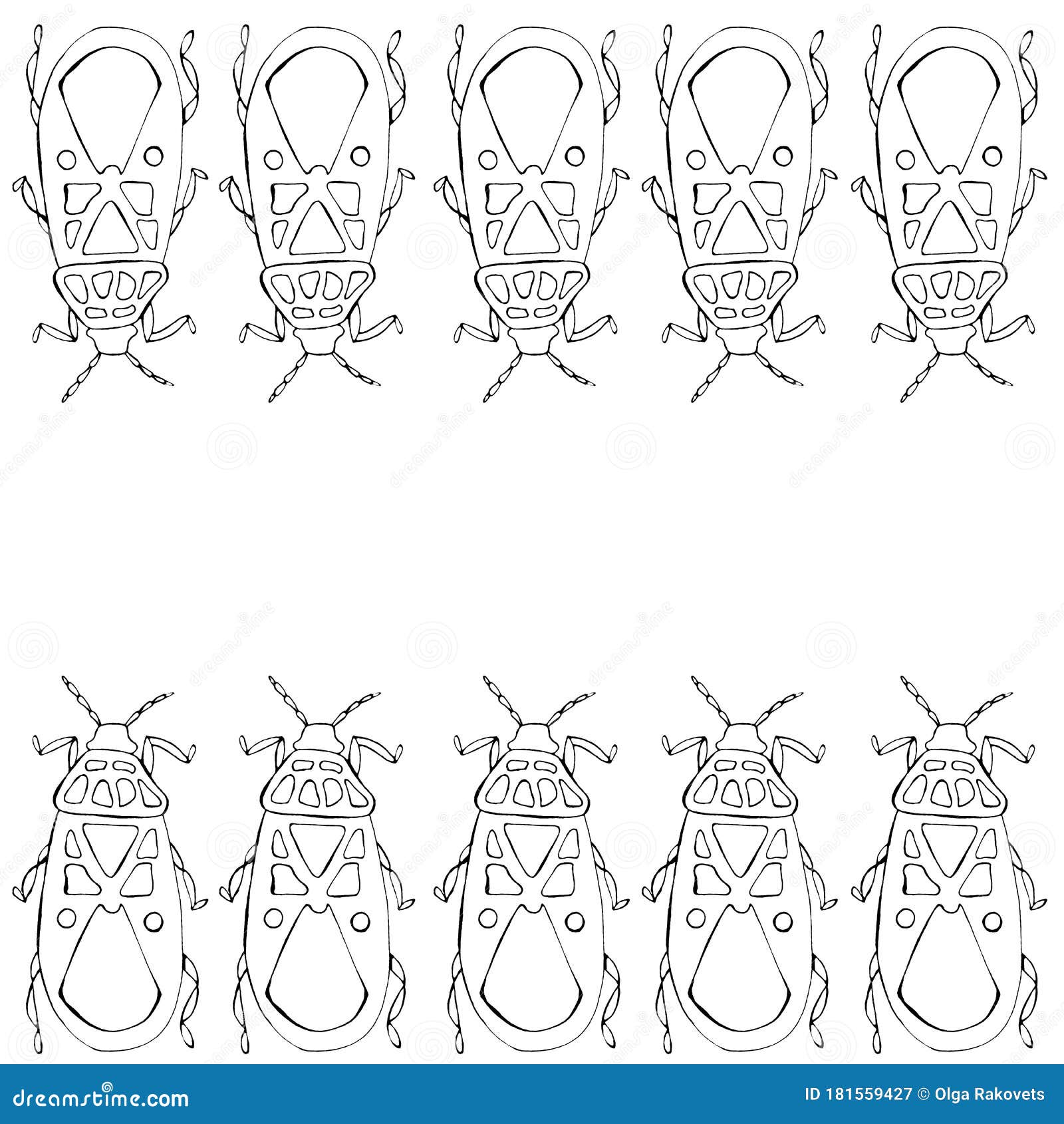 Ink Illustration. Outline Bugs Coloring Border Royalty-Free Stock Photo ...