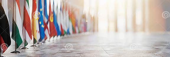 Row of International Flags Representing Various Countries, Global ...