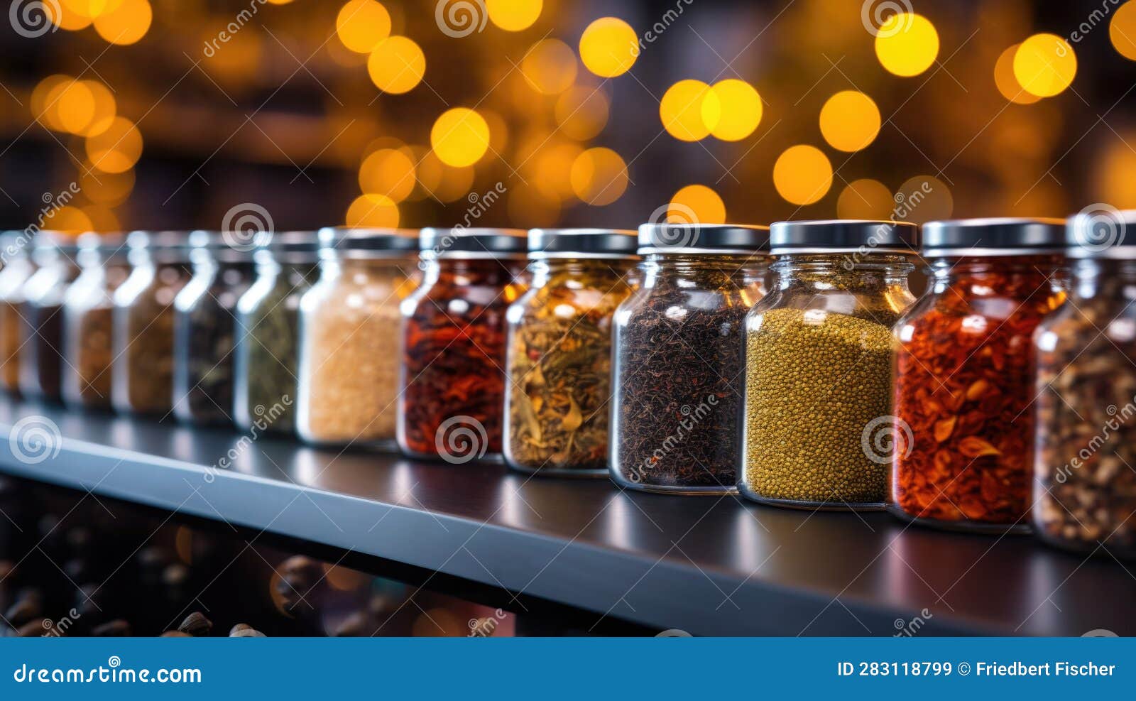 A Row of Jars Filled with Different Types of Spices. Generative AI ...