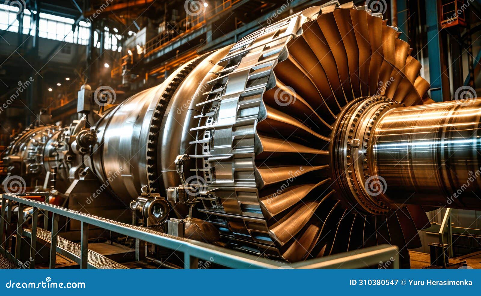 Row of Jet Engines in Factory Workshop Stock Illustration ...