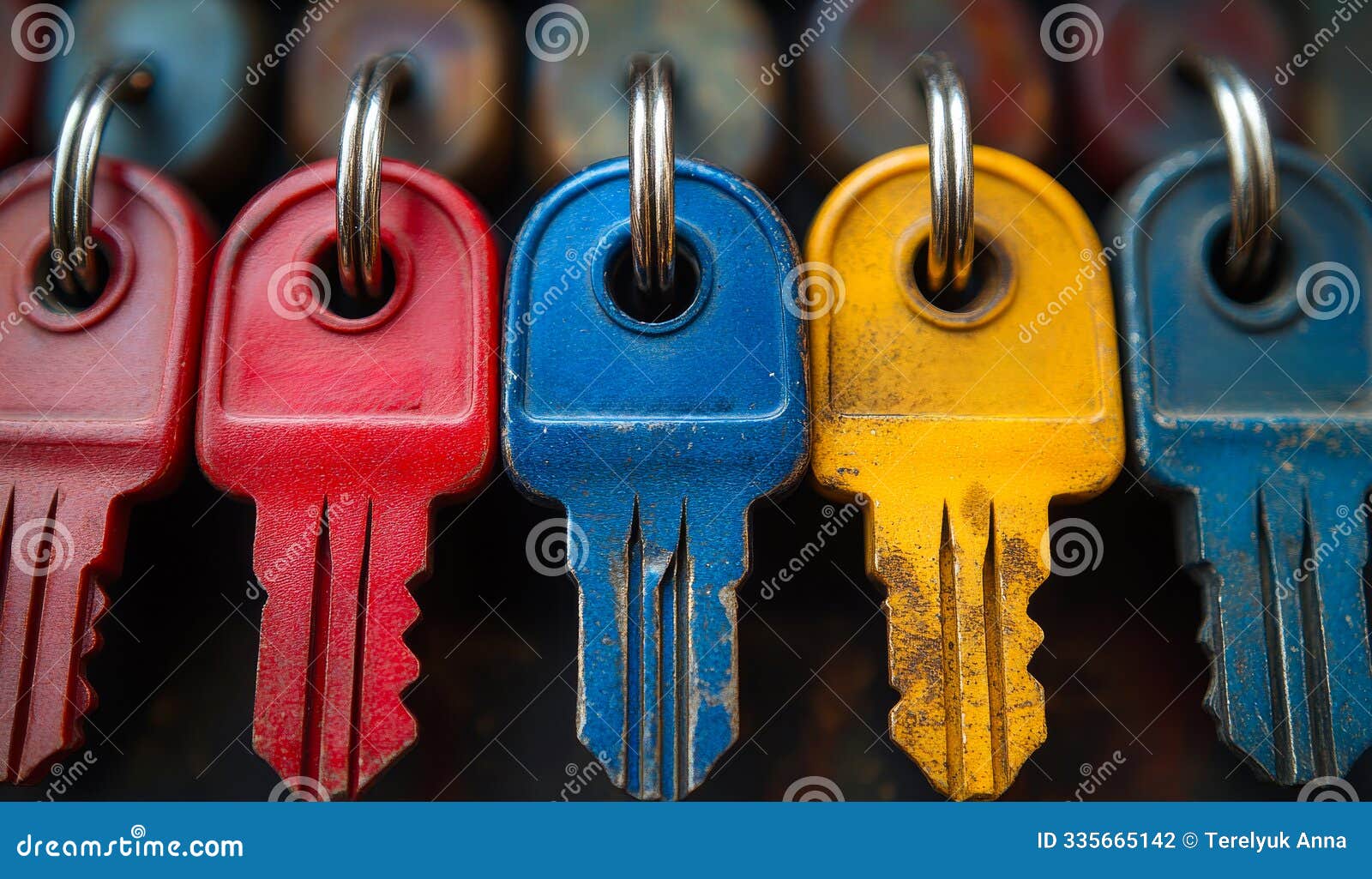 A Row of Keys with Different Colors and Sizes Stock Photo - Image of ...