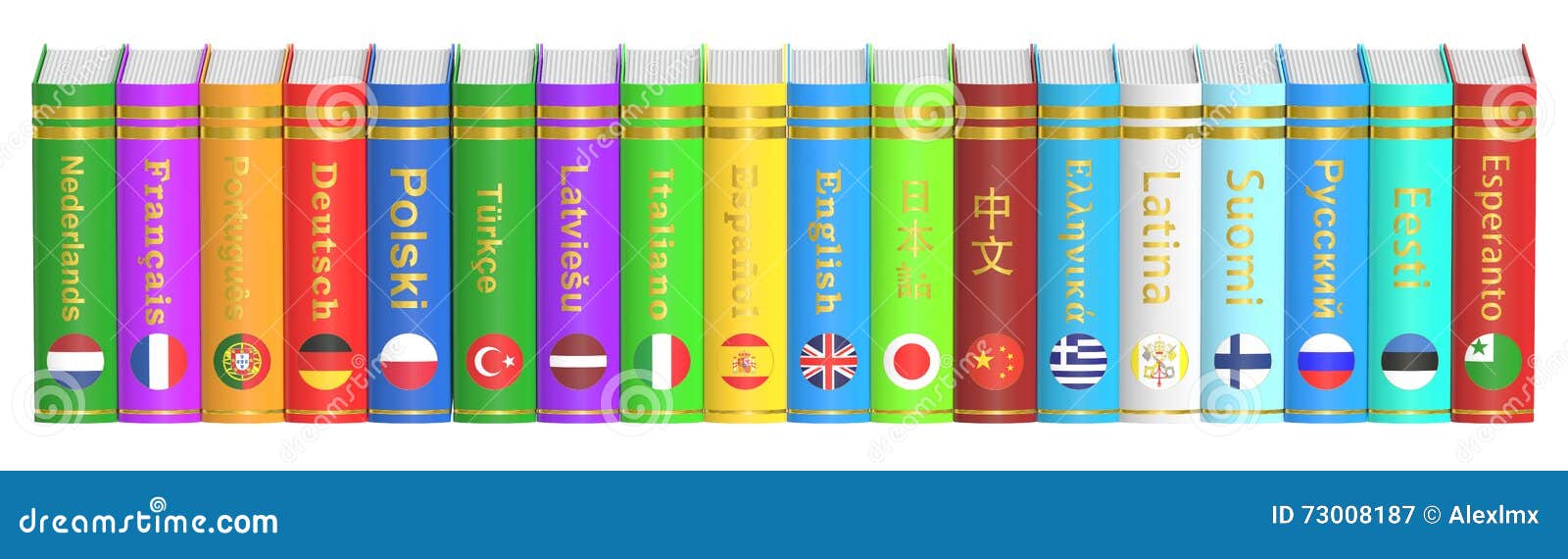 Row of Languages Books, 3D Rendering Stock Illustration - Illustration ...