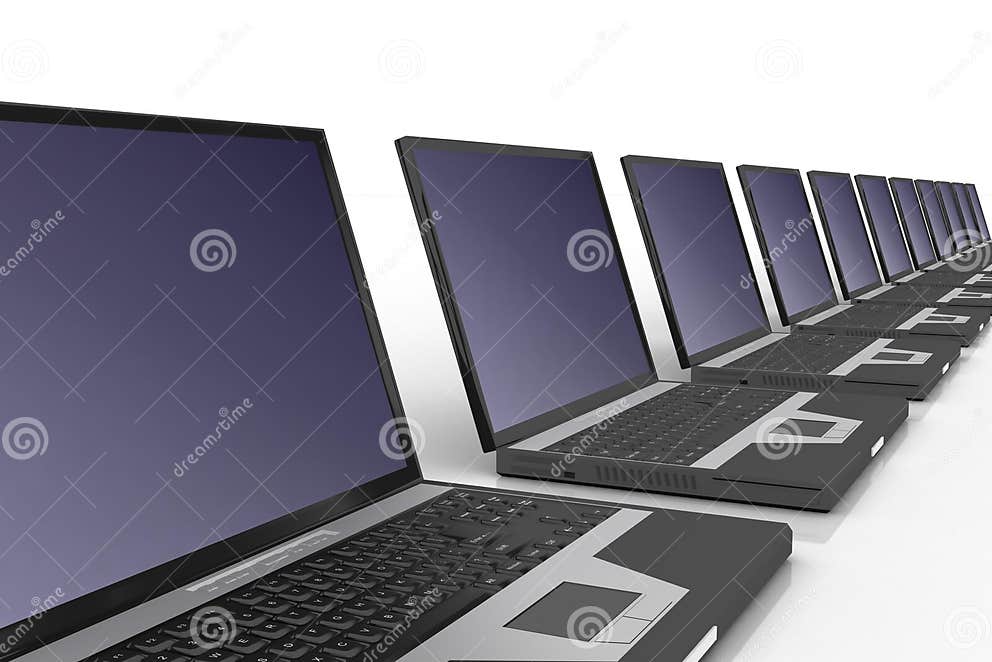 Row of laptops stock illustration. Illustration of advertisement - 3627456