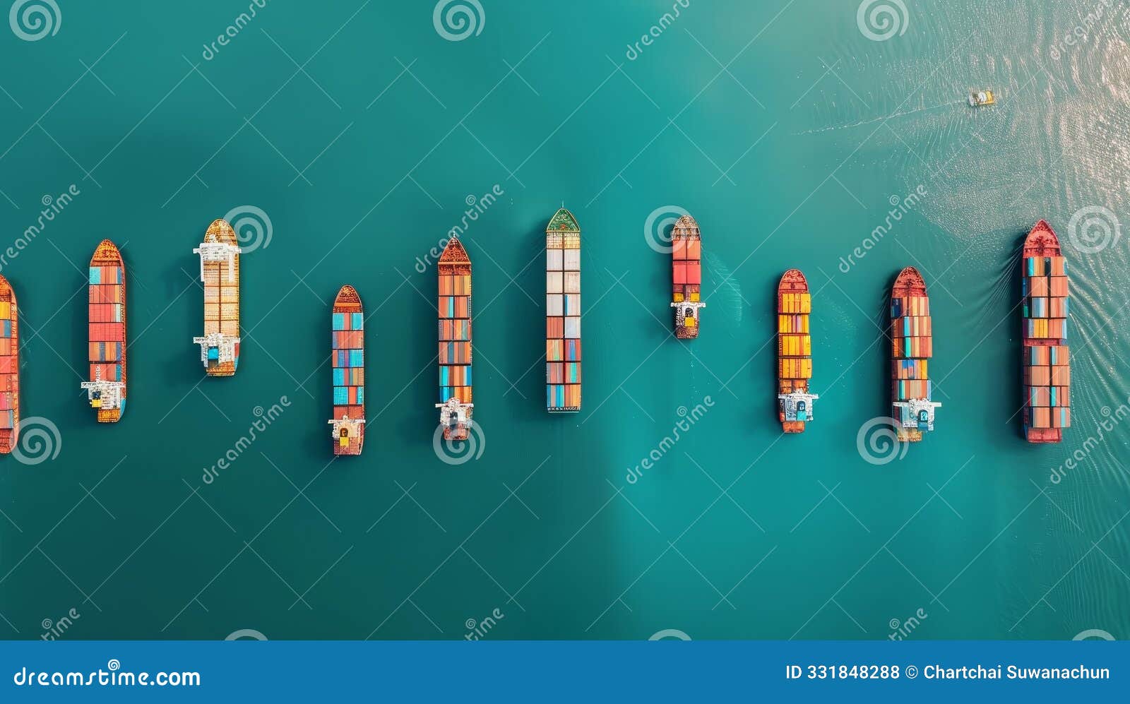 A Row of Large Cargo Ships are Sailing in the Ocean by AI Generated ...