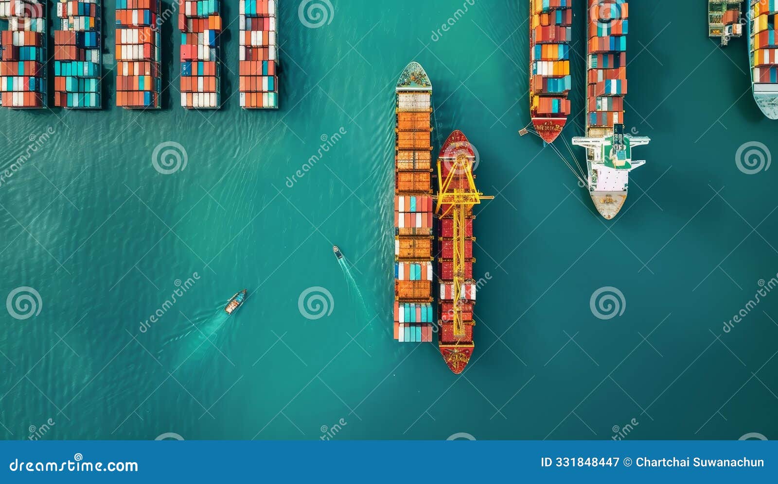 A Row of Large Cargo Ships are Sailing in the Ocean by AI Generated ...