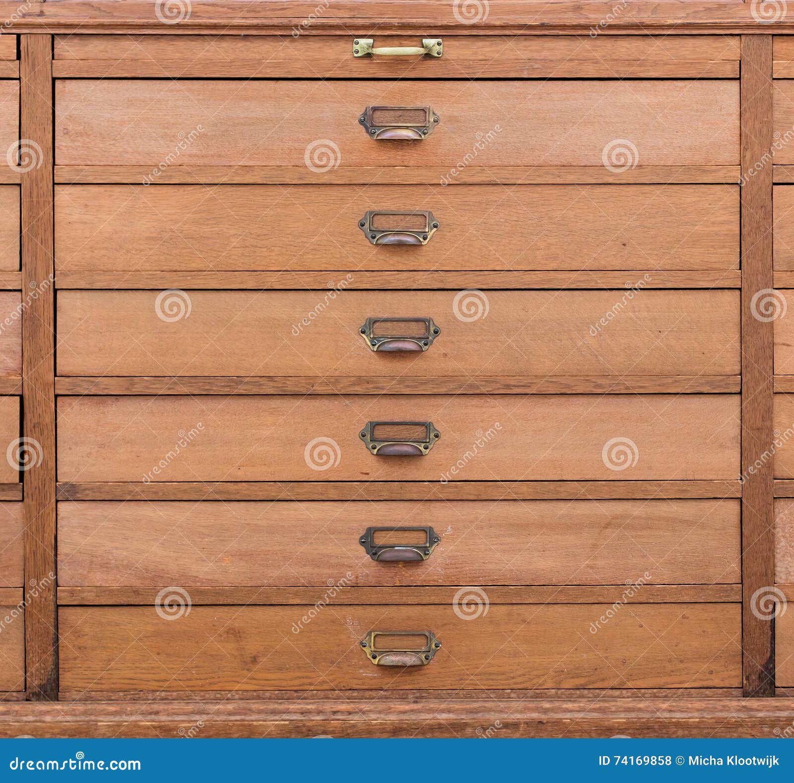Row of Large Drawers with Empty Tags Stock Photo - Image of furniture ...