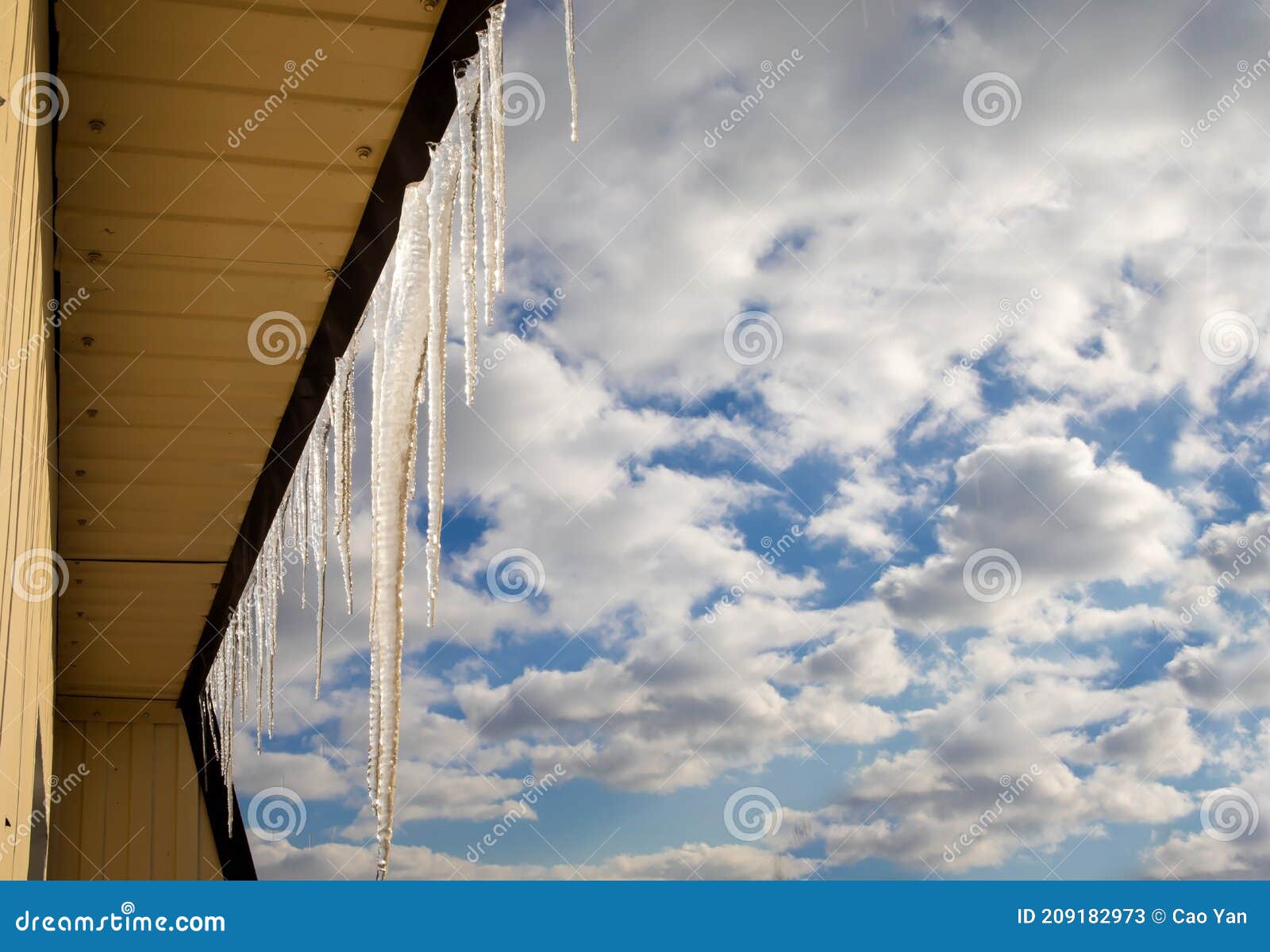 Row of Large Sparkling Icicles on Window Frame at Sky Stock Image ...
