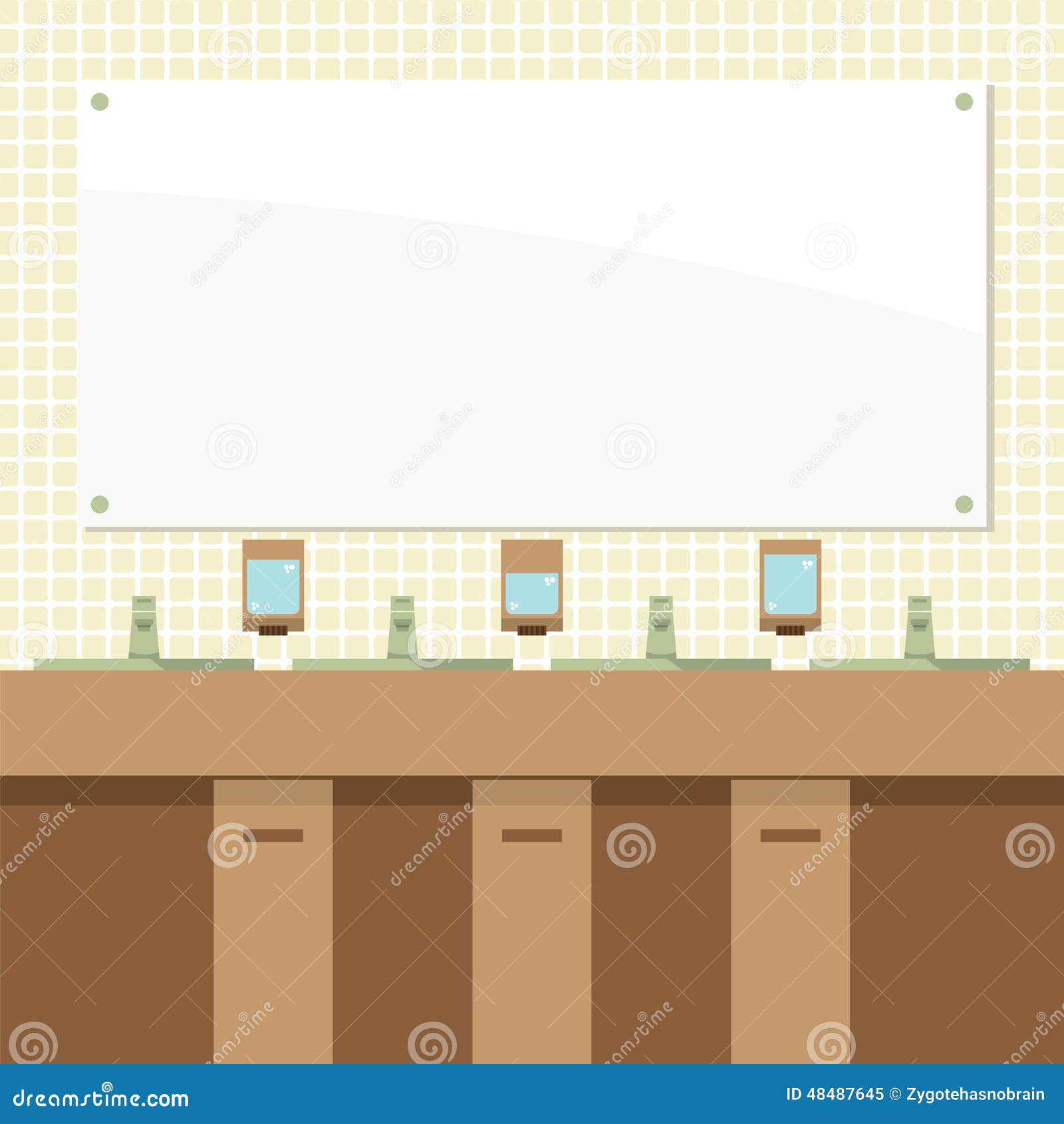 Row of Lavatories with Mirrors Stock Vector - Illustration of basin ...