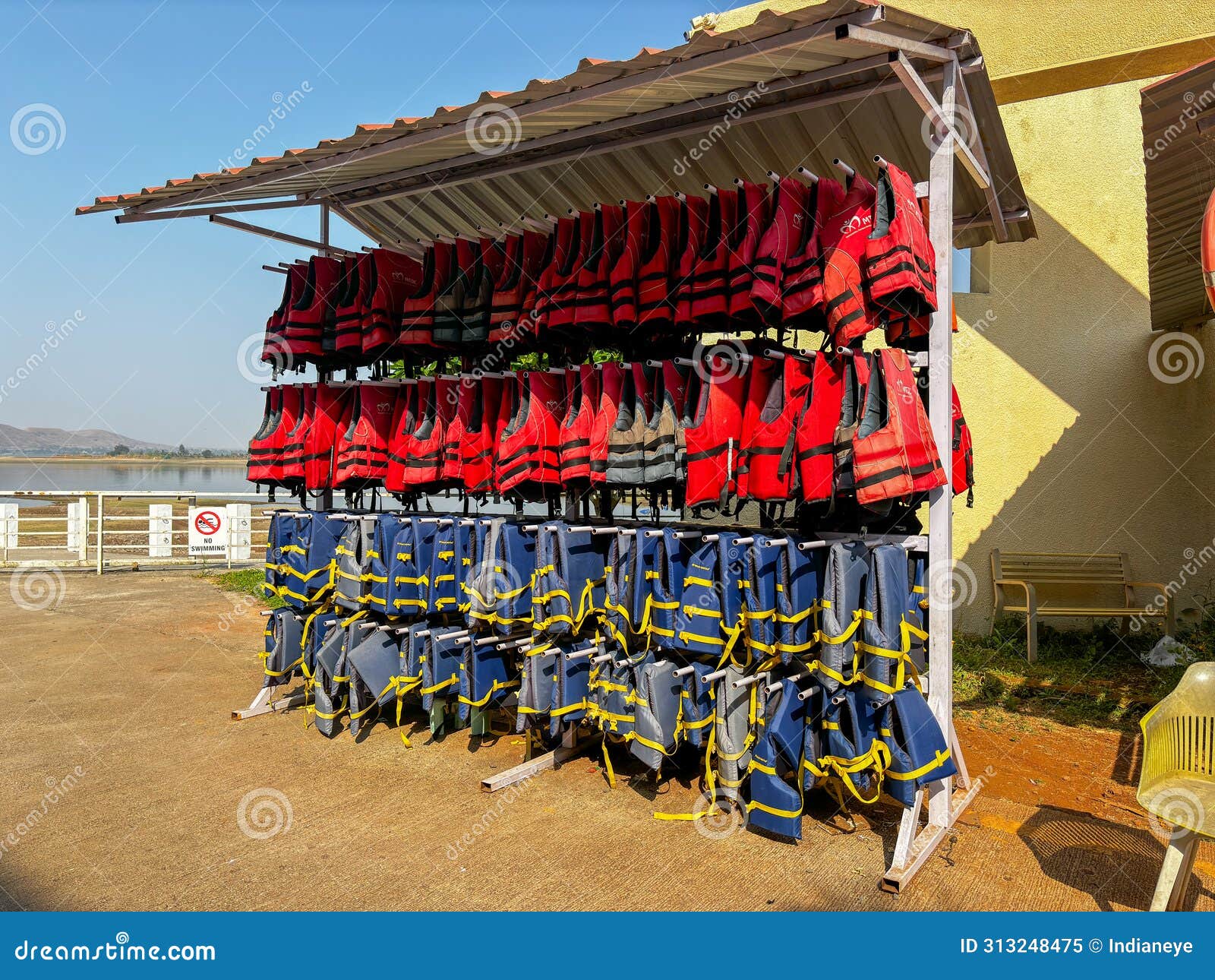 A Row of Life Jackets are on Display-Nashik India Stock Image - Image ...