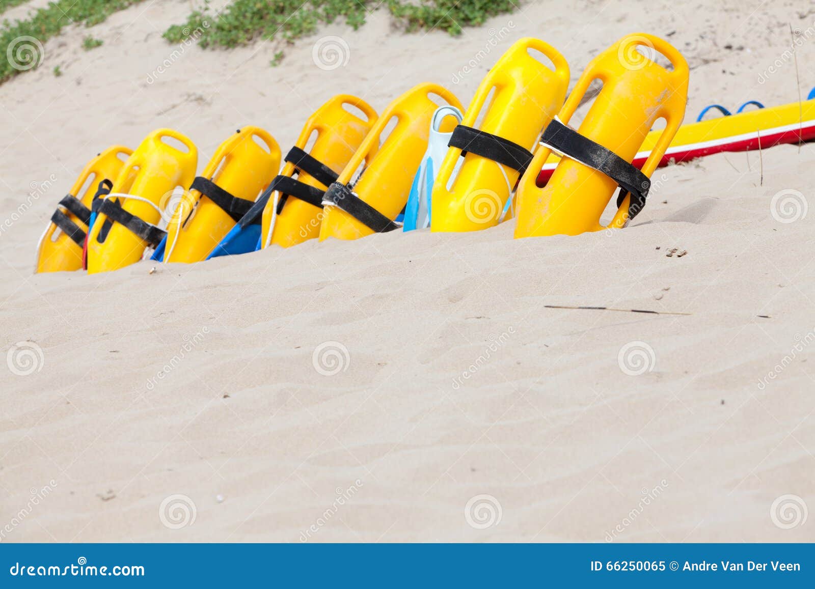 Row of Lifesaving Floation Devices on the Beach Stock Image - Image of ...