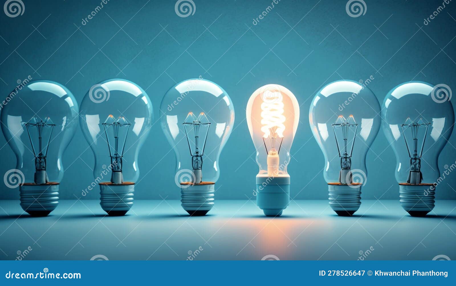Row of Light Bulbs of Innovation Concept, Generative Ai Stock ...