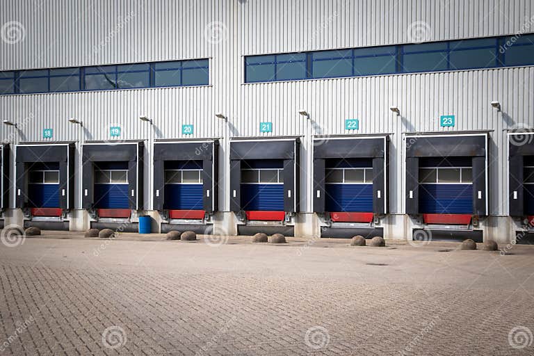 Row of Loading Docks with Shutter Doors at an Industrial Warehouse ...