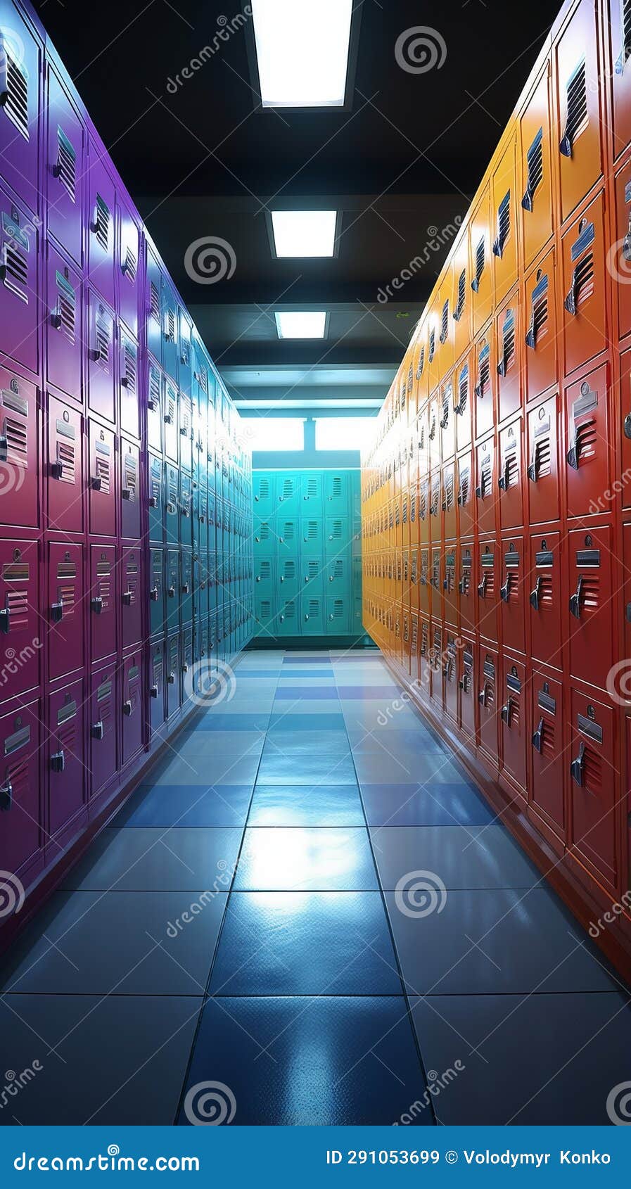 A Row of Lockers in a Hallway Stock Image - Image of students, supplies ...