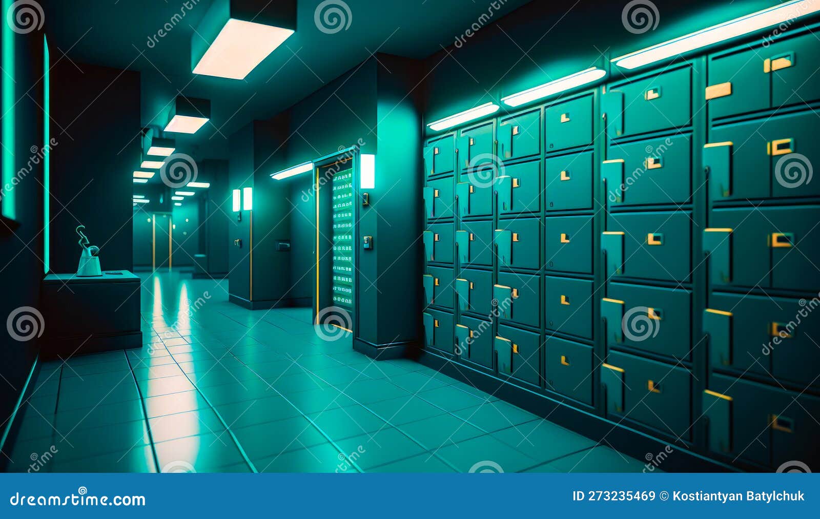 Row of Lockers Sitting Next To Each Other in Hallway. Generative AI ...