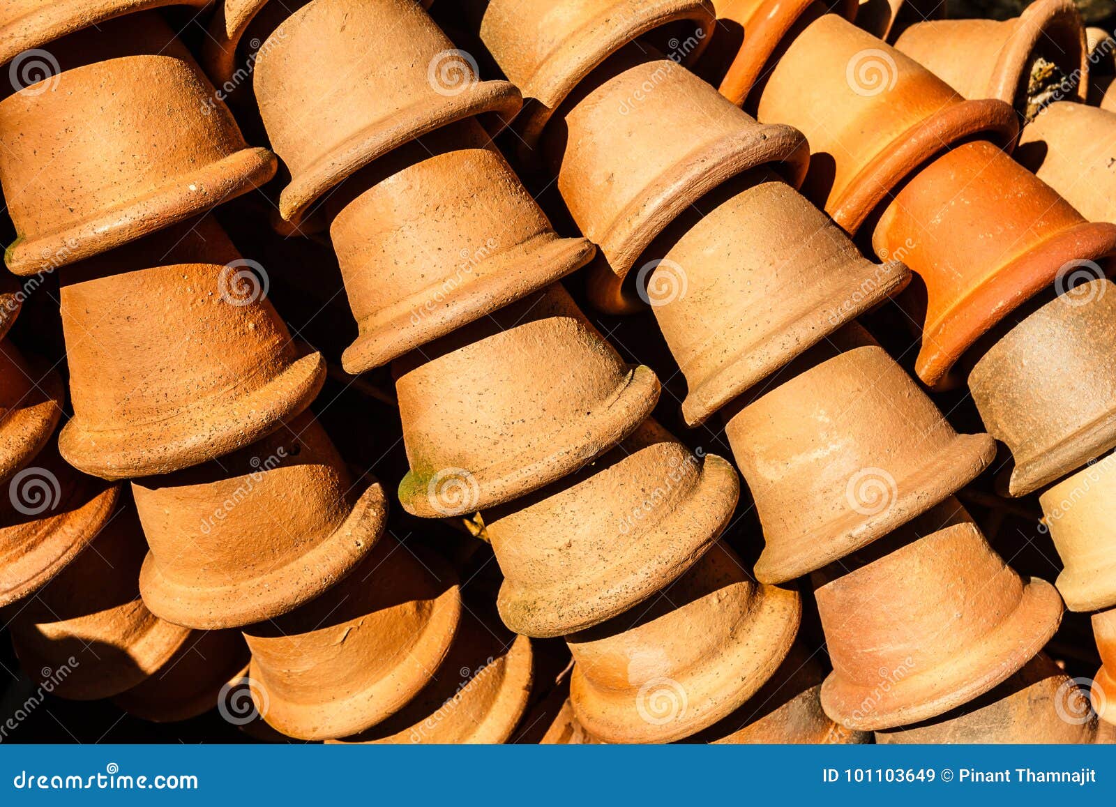 Row of clay pot. stock image. Image of container, simple - 101103649
