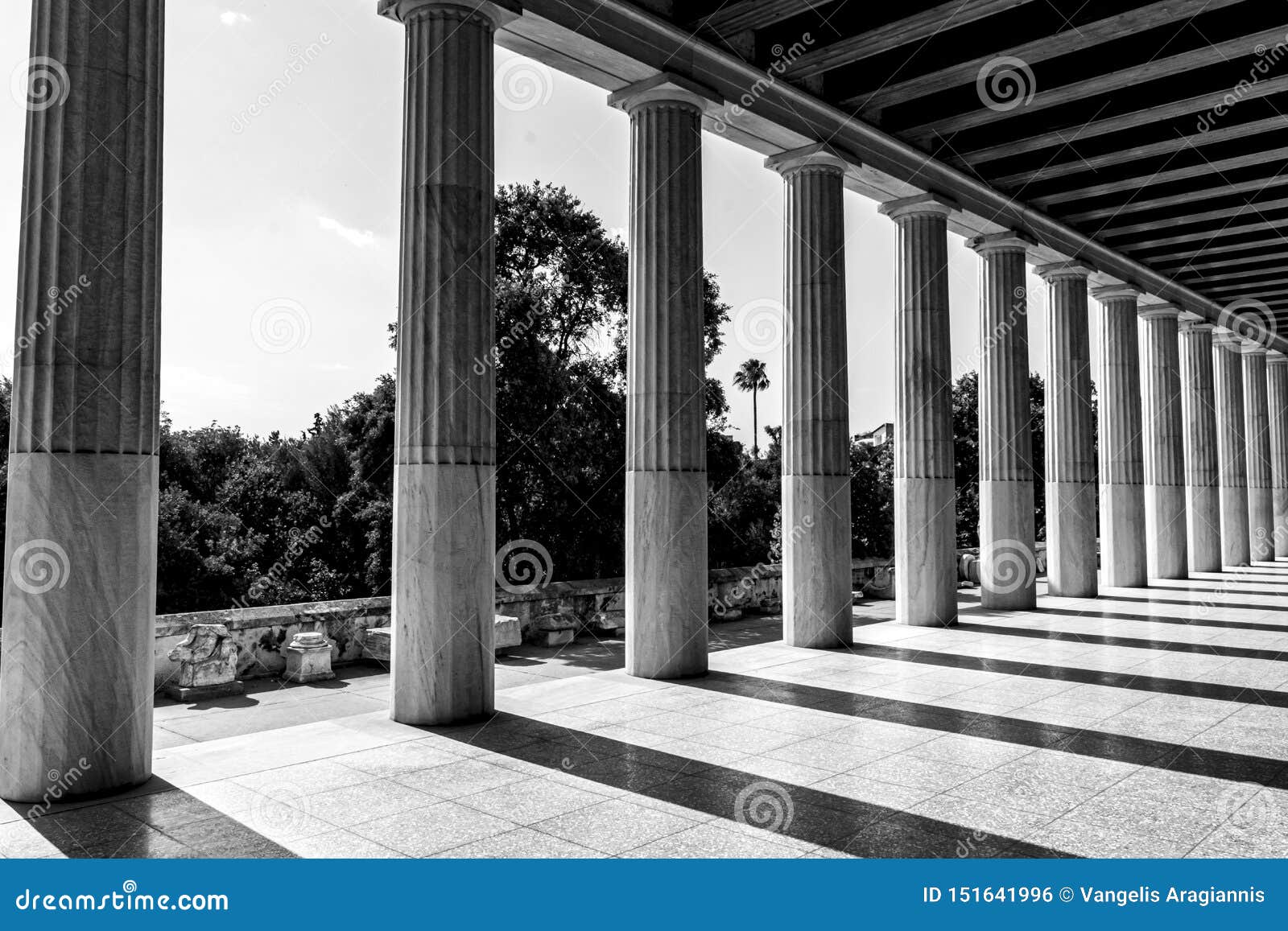 Row of Marble Columns of a Building Stock Photo - Image of architecture ...