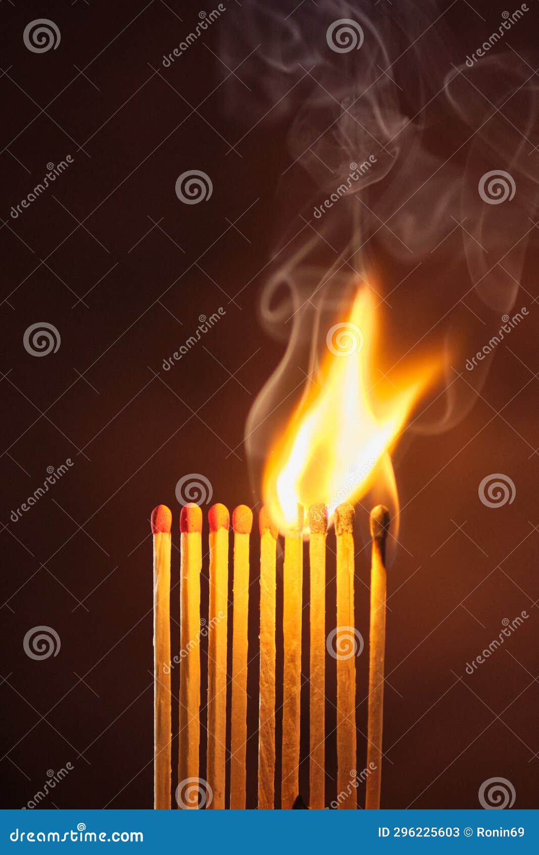 A Row of Matches are Lit on a Dark Background Stock Image - Image of ...