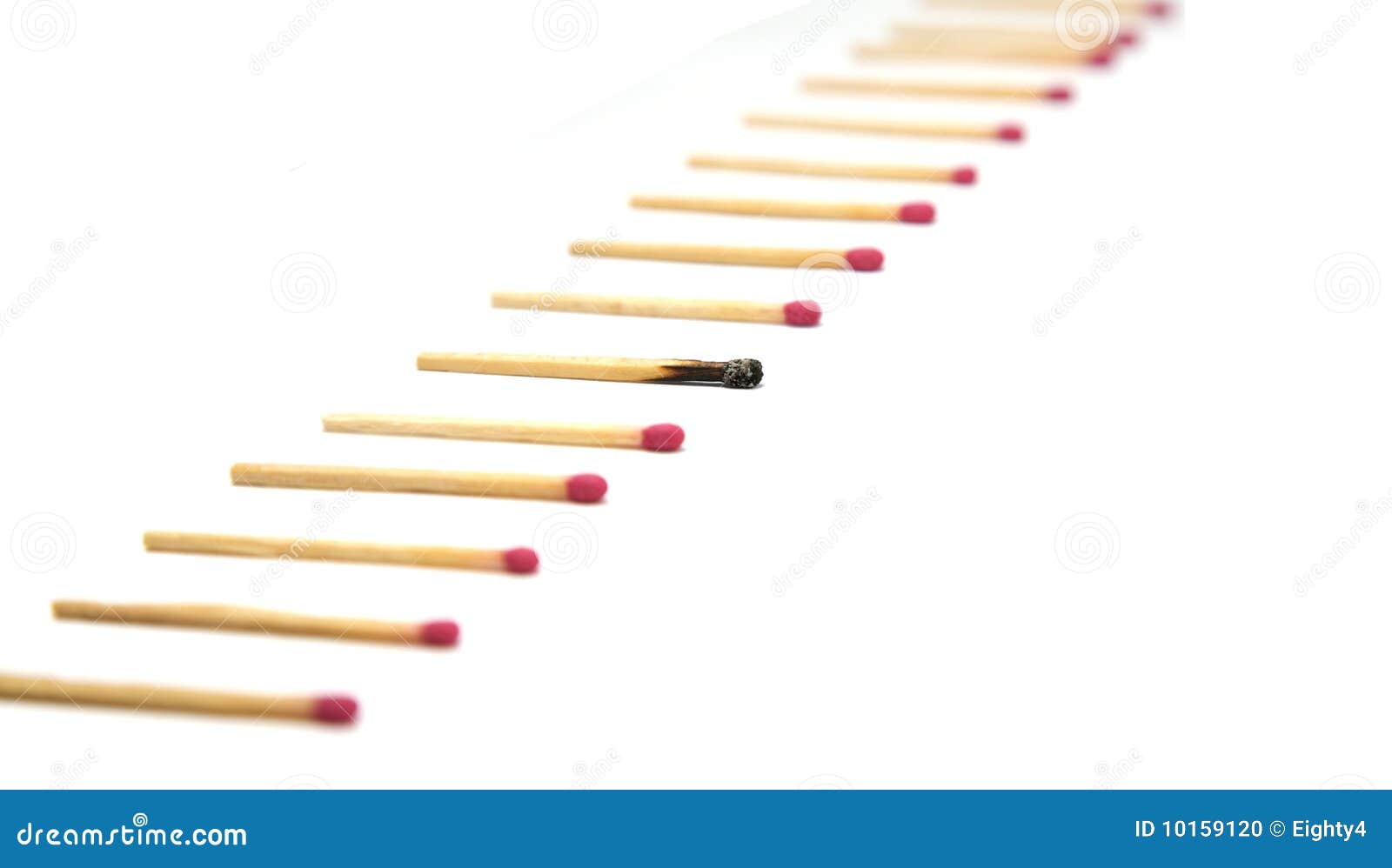 Row of Matches with One Standout Stock Photo - Image of burnt, charcoal ...
