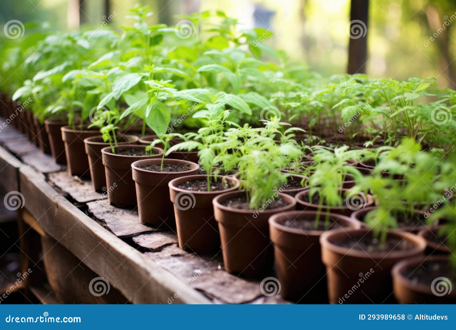 A Row of Medicinal Plants in Pots Stock Photo - Image of pots, plant ...