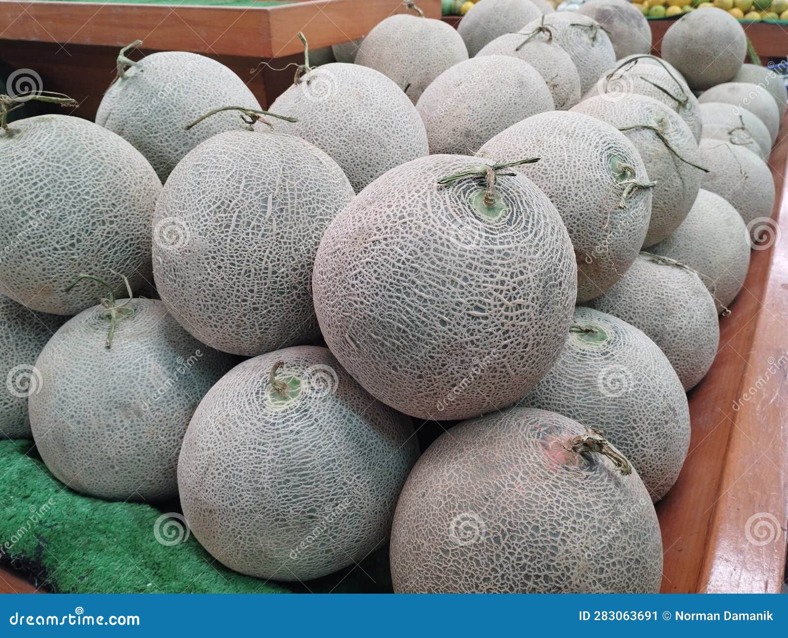 A Row of Melons Sold in Traditional Markets Stock Image - Image of ...