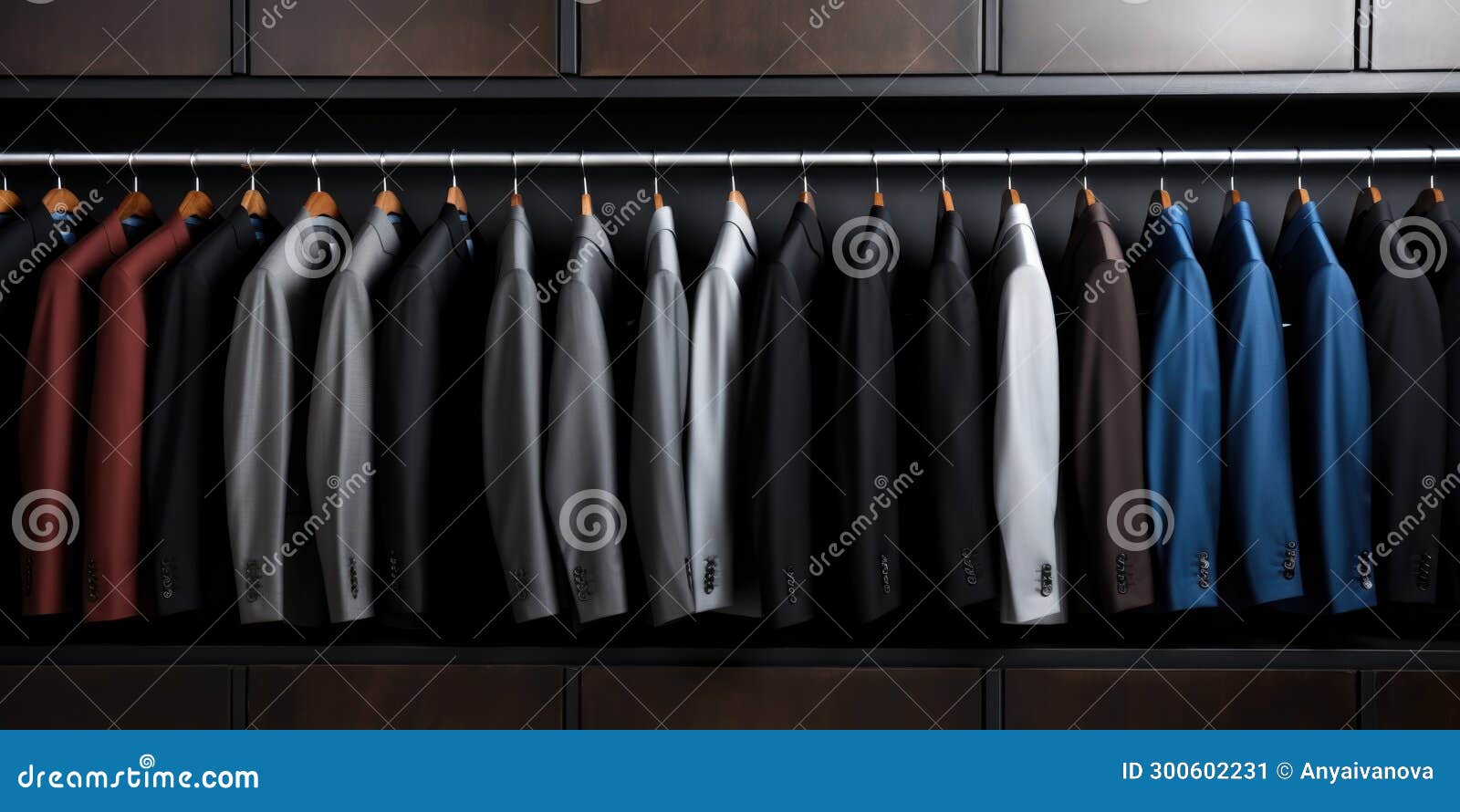 A Row of Men S Suits Hanging in a Closet Stock Image - Image of ...
