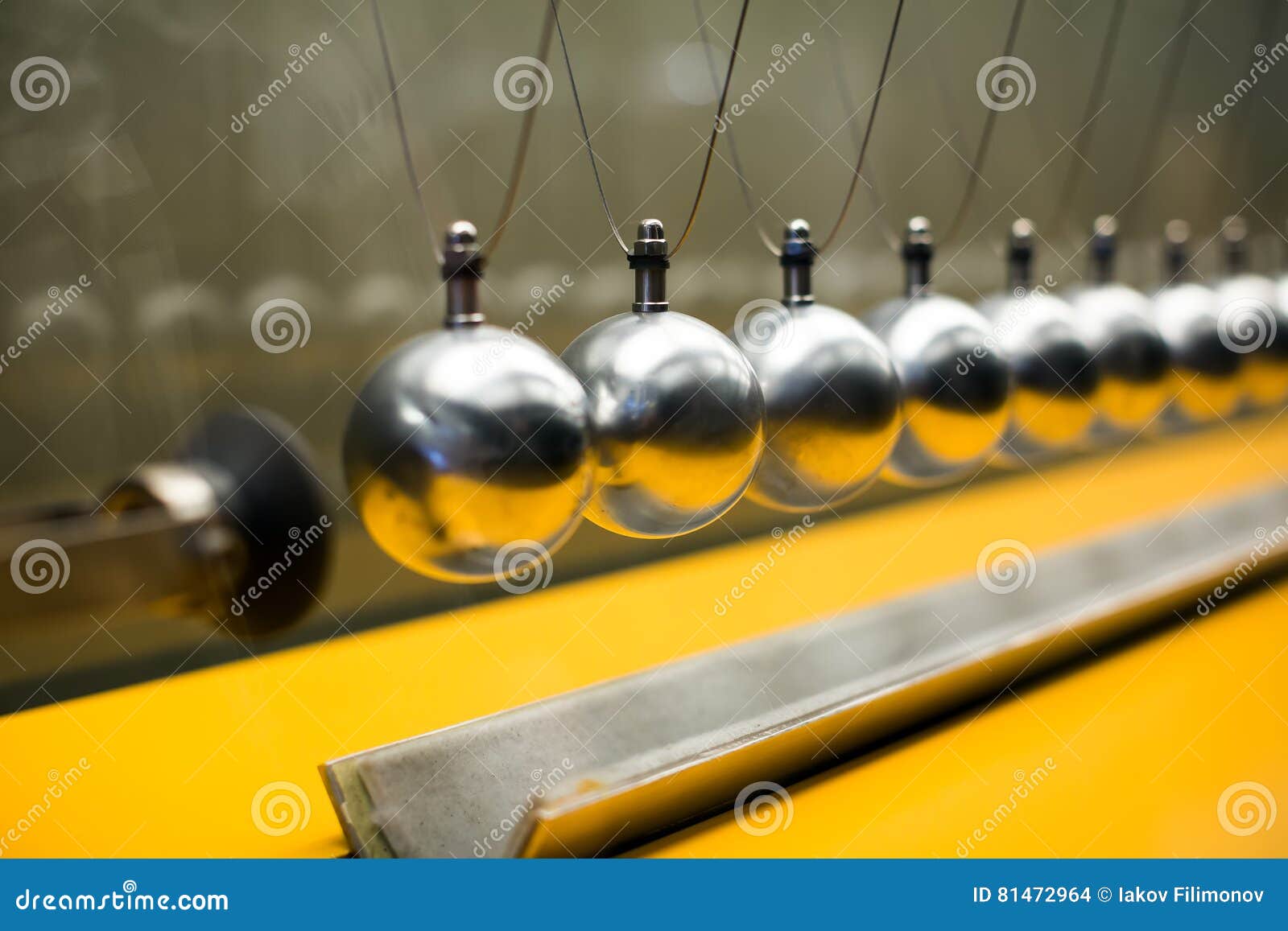 Row of Metallic Balls for Inertia Experiments Stock Photo - Image of ...