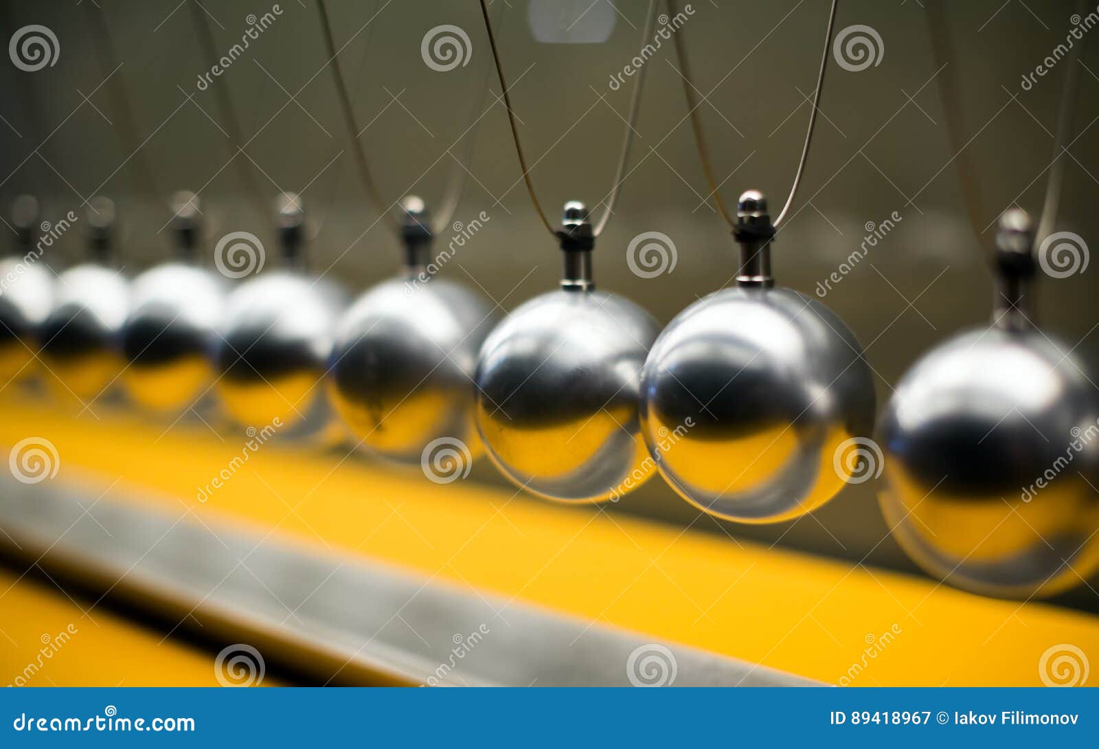 Row of Metallic Balls for Inertia Experiments Stock Image - Image of ...