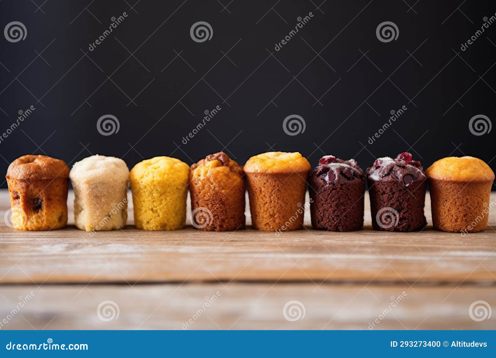 A Row of Mini Muffins, Mixed Types Stock Photo - Image of bakery ...