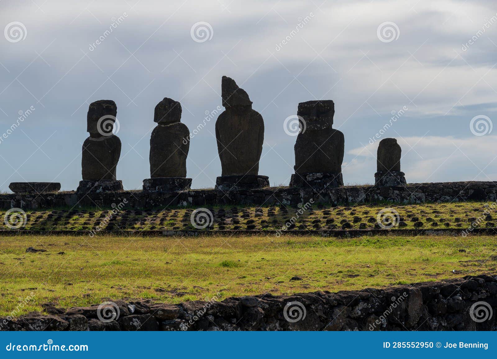 A Row of Moai Statues stock photo. Image of illustrative - 285552950