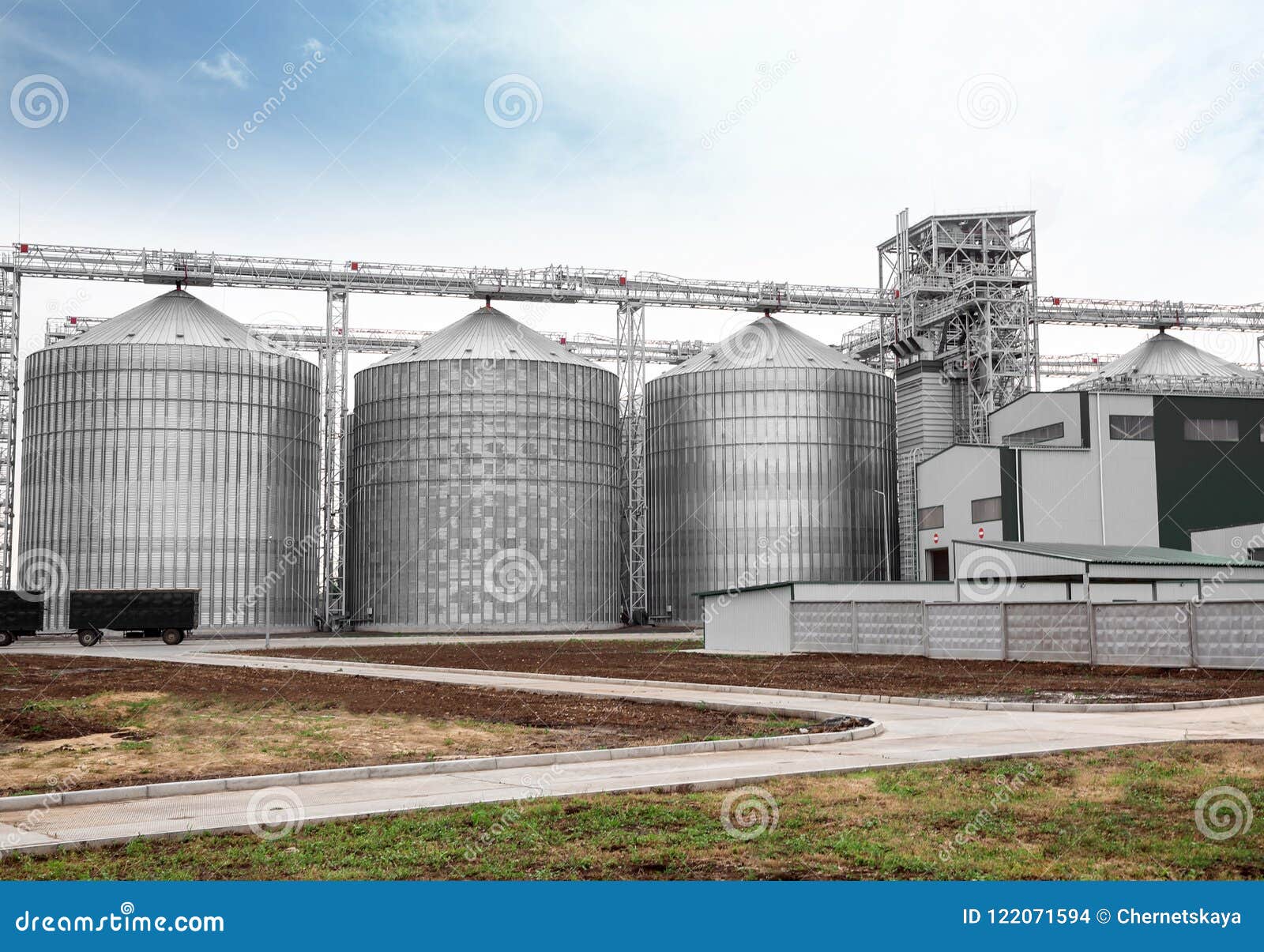 Row of Modern Granaries for Storing Grains Stock Photo - Image of ...