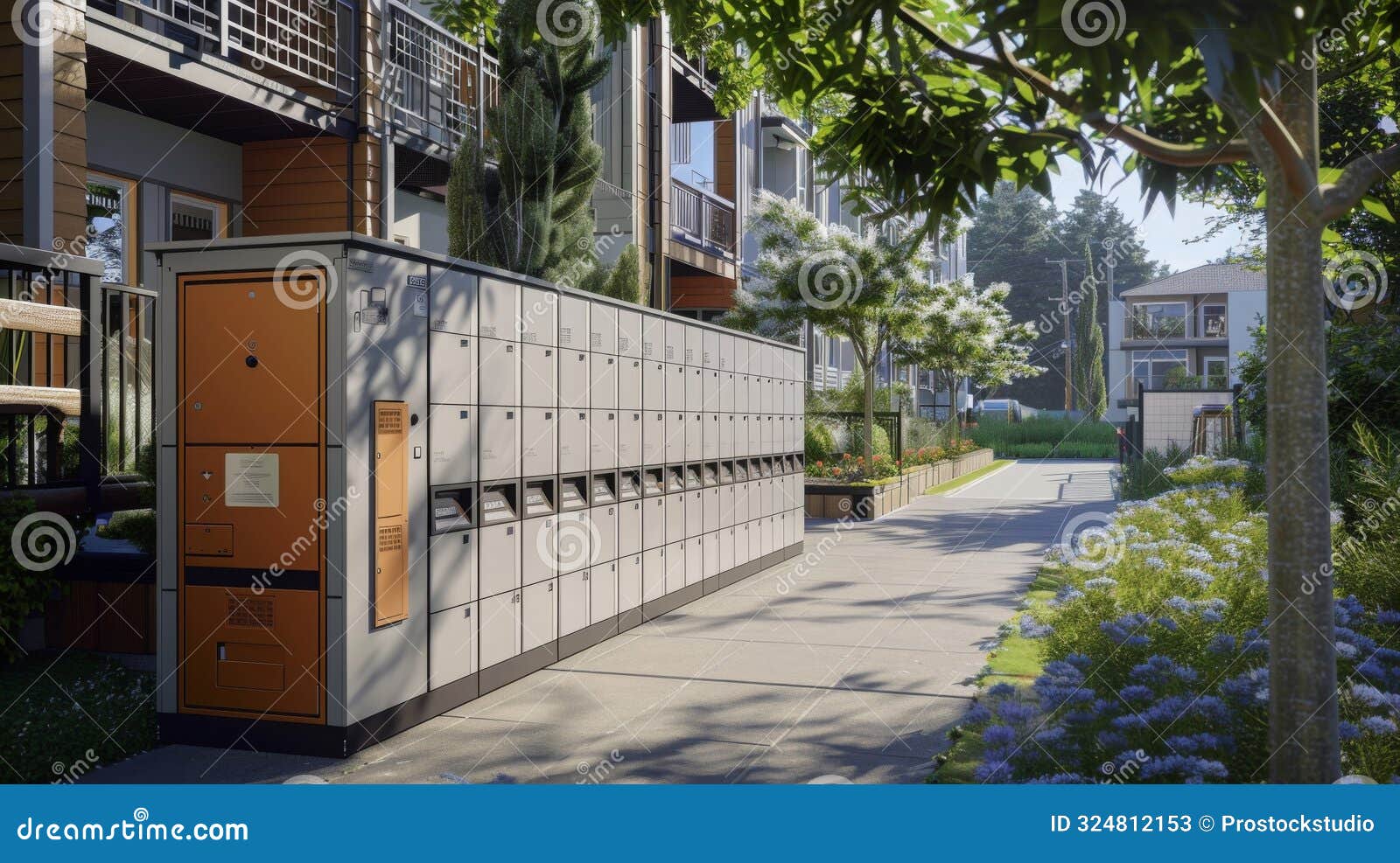 Row Of Mailboxes In A Modern Apartment Building, With Letters Sticking ...