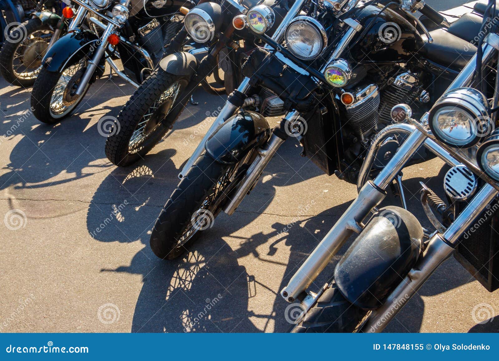 Row of Motorcycles Parked on City Street Stock Image - Image of bike ...