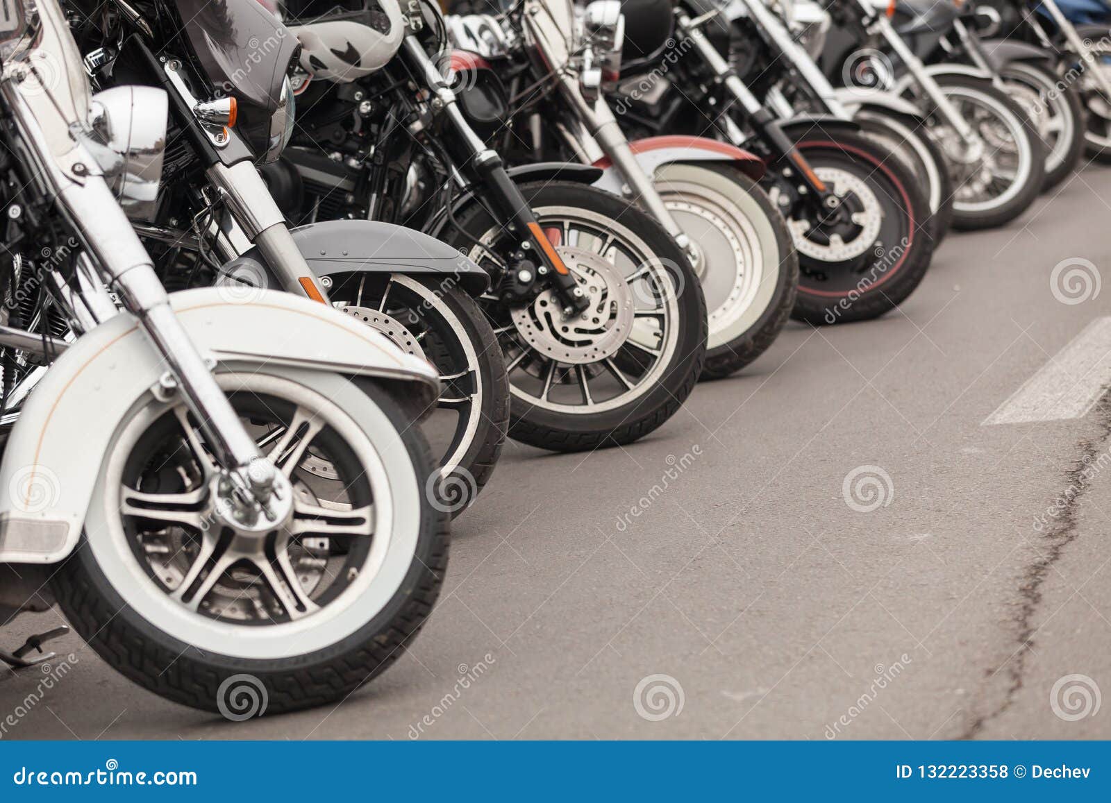 Row of Motorcycles Parked on a Street Stock Photo - Image of motorbike ...