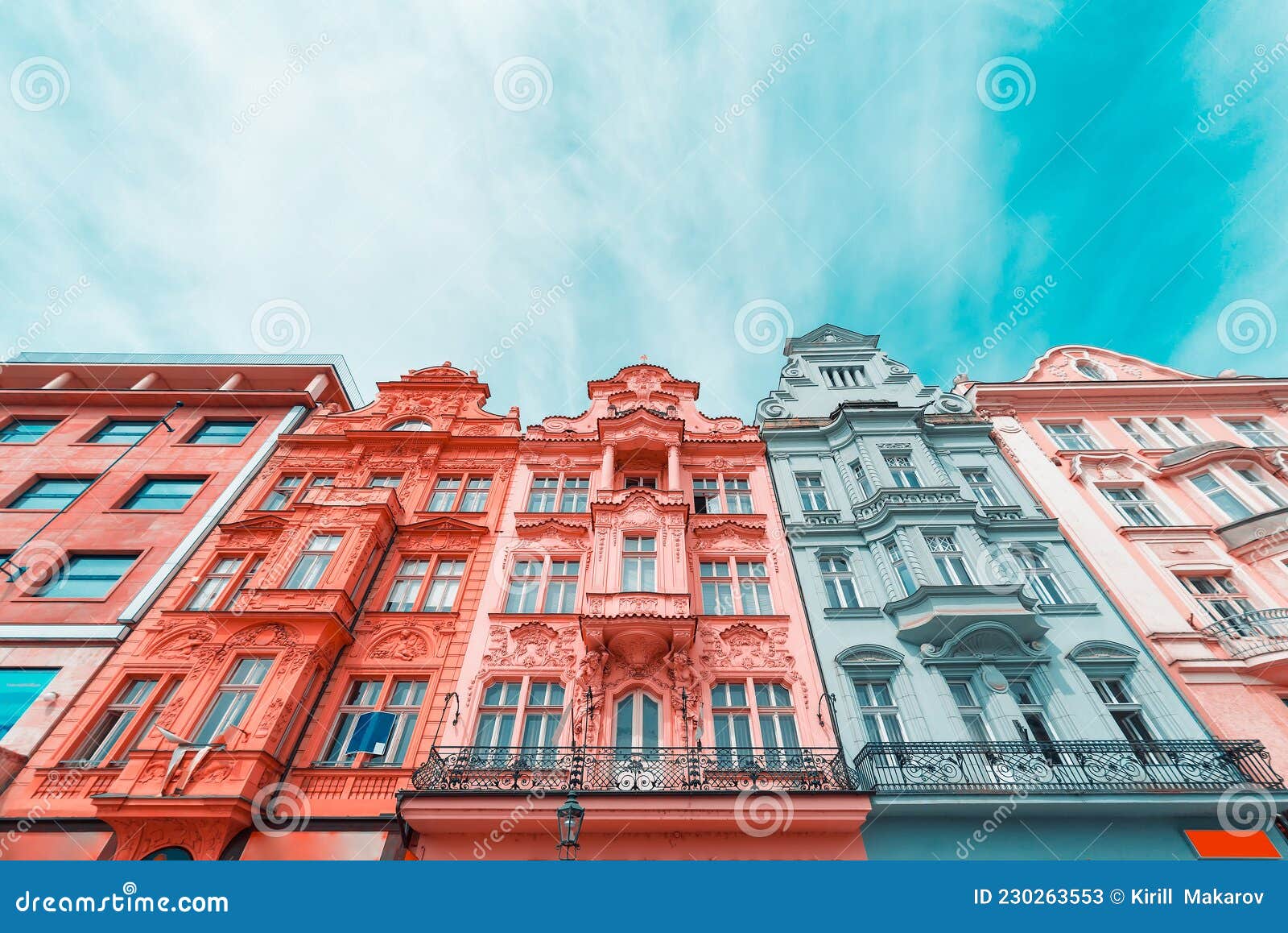 Row of Multicolored Historic Building Facades Stock Image - Image of ...